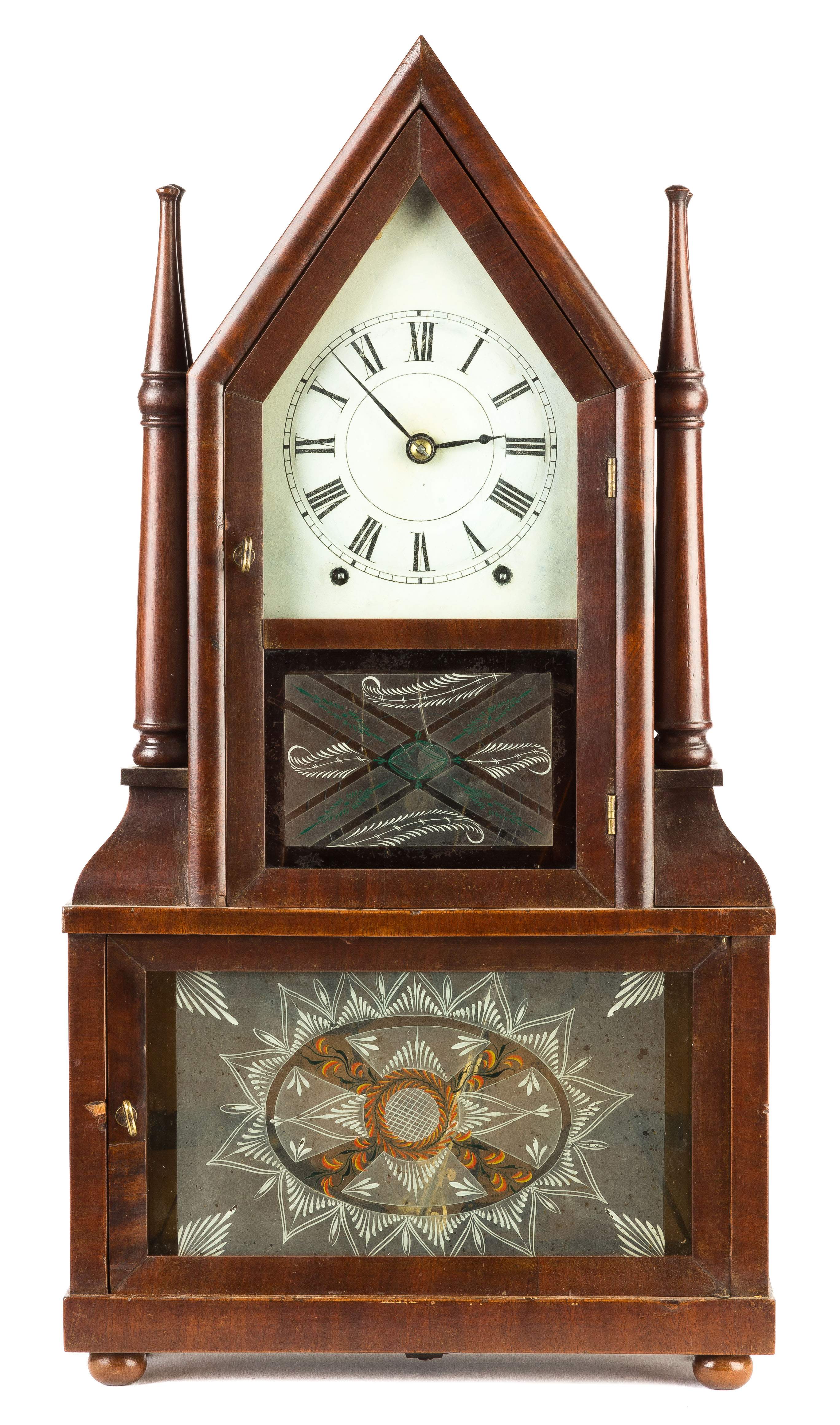 Birge and Fuller Double Steeple Candlestick Shelf Clock | Cottone Auctions