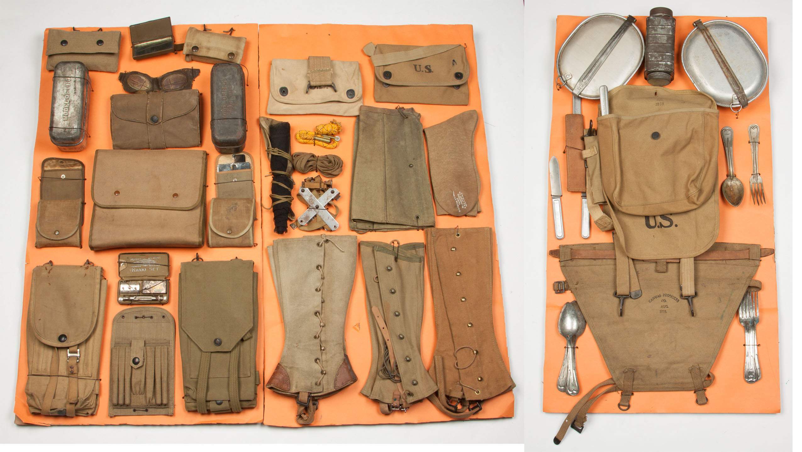 Three Display Boards of US WWI Era Personal and Field Gear | Cottone ...