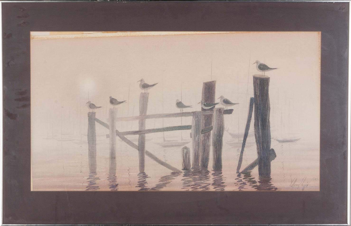 Charles Robert Perrin (American, 1915-1999) "Nantucket Harbor Sunrise ...