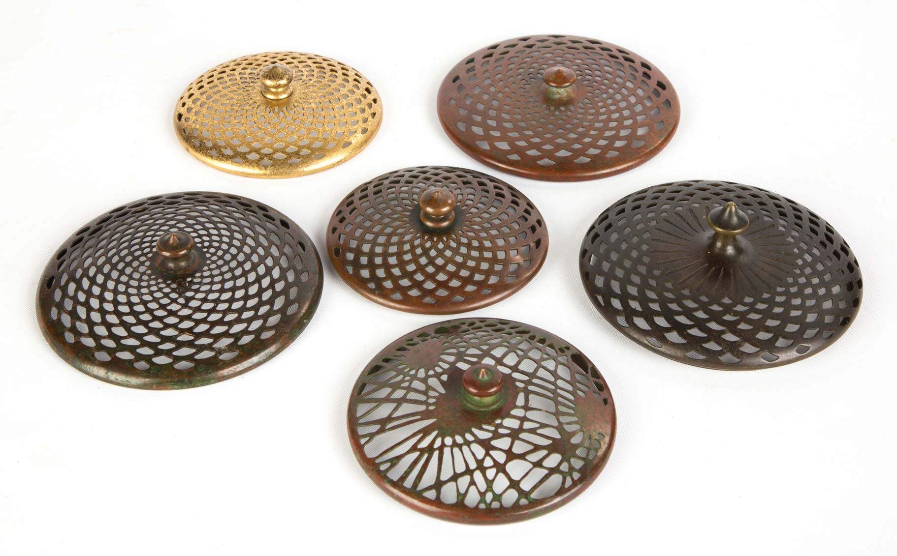 Six Tiffany Studios Lamp Heater Caps | Cottone Auctions