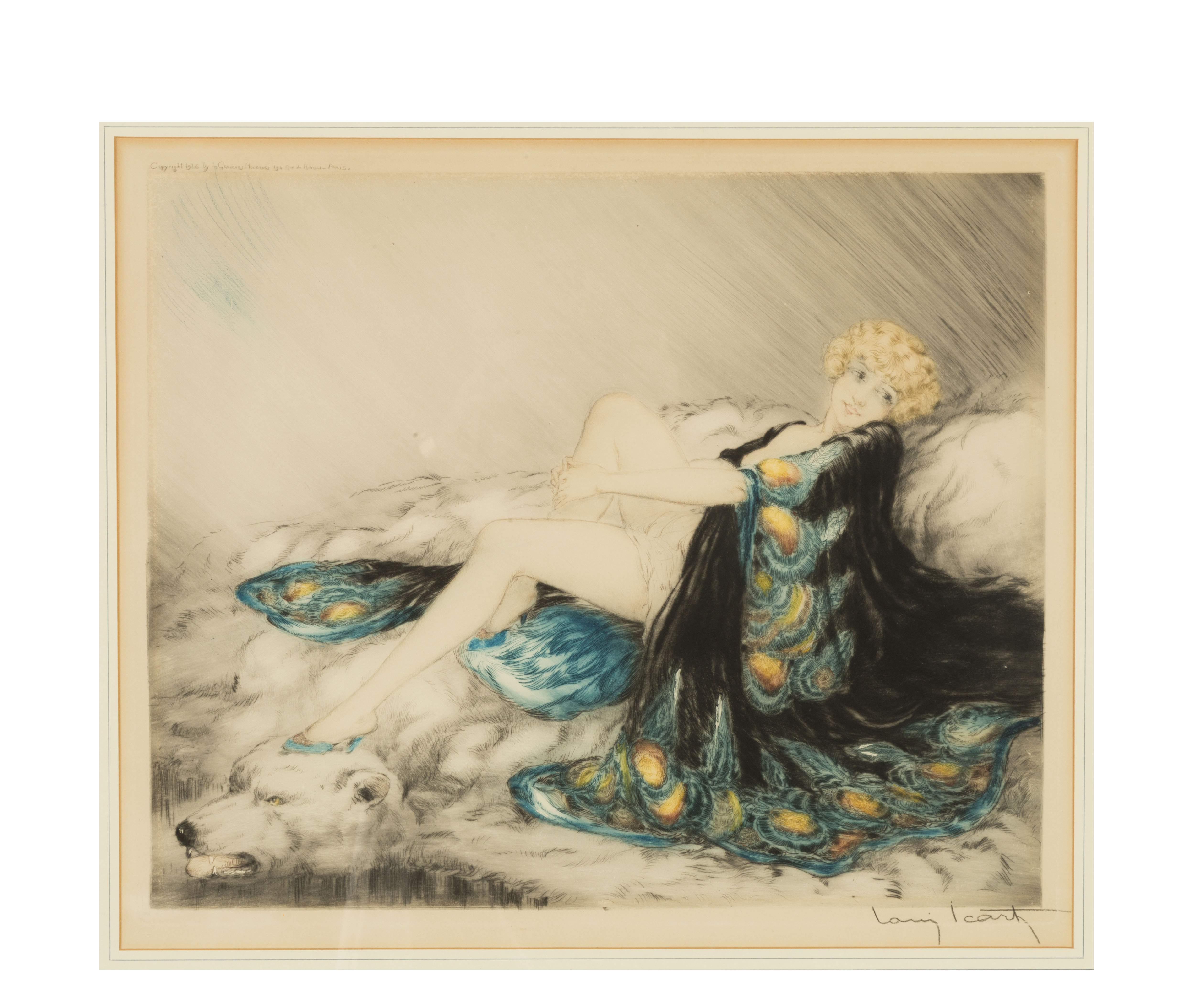 Louis Icart (French, 1888-1950) Lady with Bear Rug | Cottone Auctions