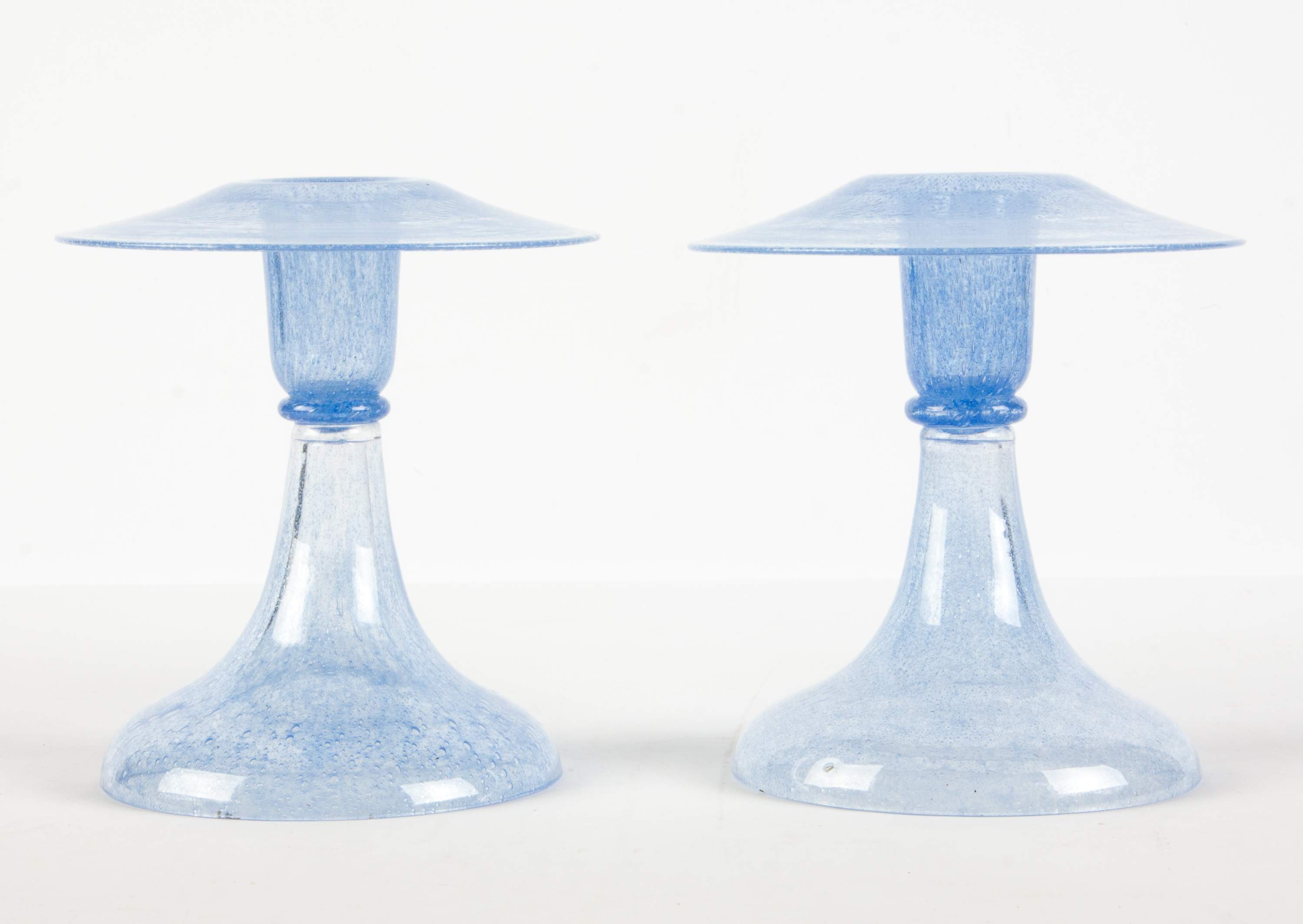 Pair of Steuben Blue Cintra Candlesticks | Cottone Auctions