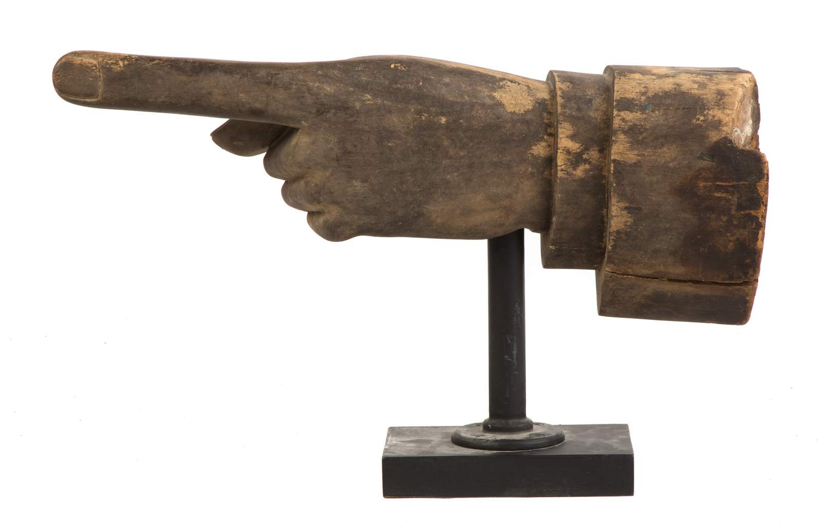 19th Century Carved Folk Art Pointing Hand | Cottone Auctions