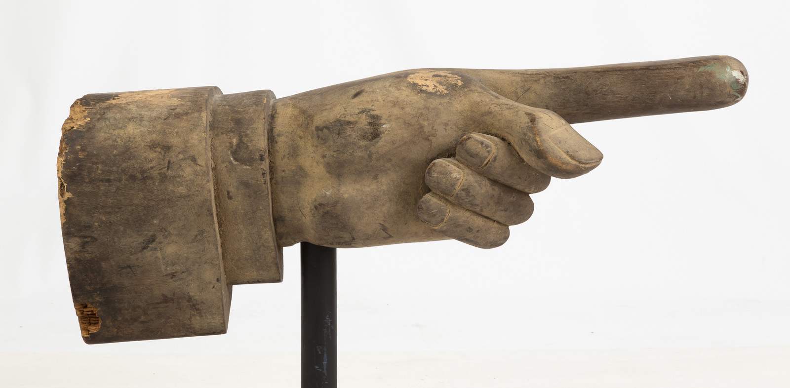 19th Century Carved Folk Art Pointing Hand | Cottone Auctions