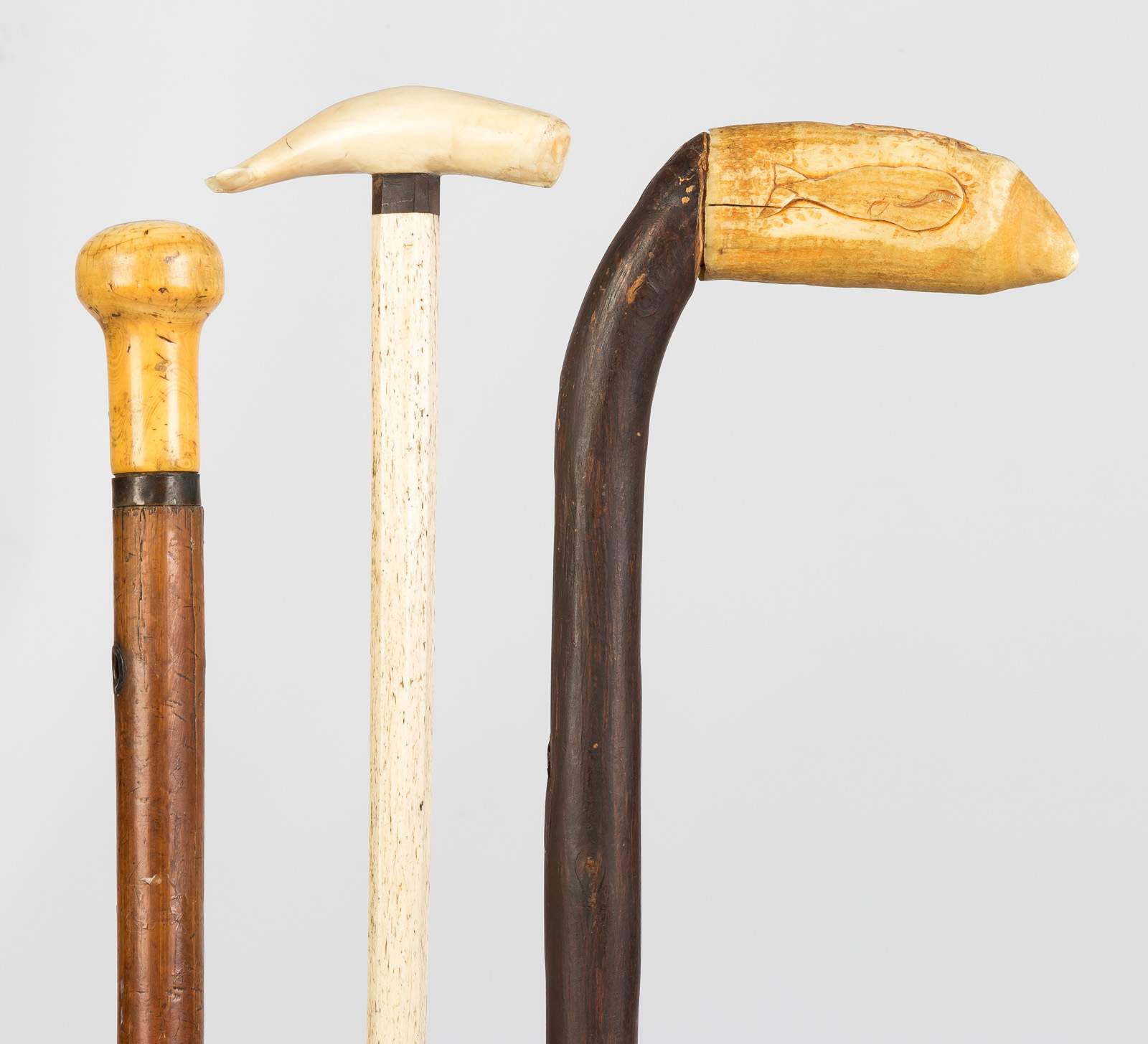 Group of Carved Wood & Whales Bone Canes | Cottone Auctions