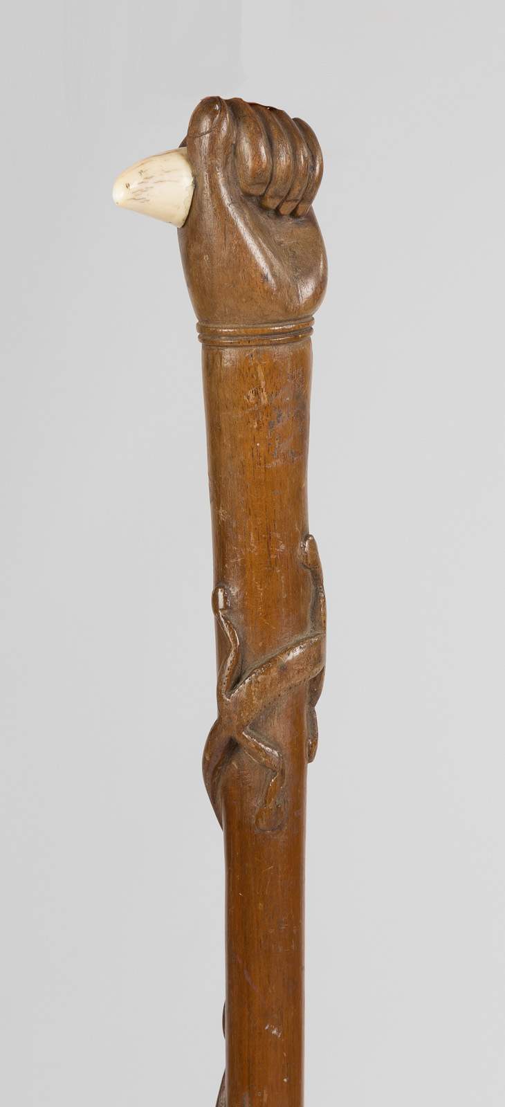 Carved Wood & Whales Tooth Cane | Cottone Auctions