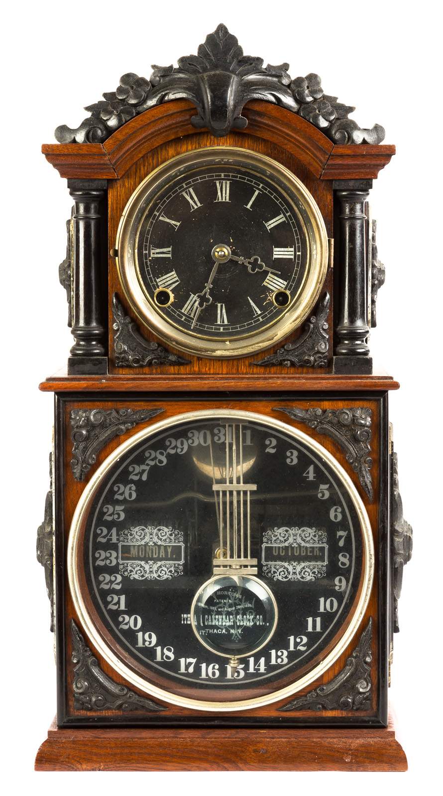 Ithaca No. 3 1/2 "Parlor" Calendar Shelf Clock | Cottone Auctions