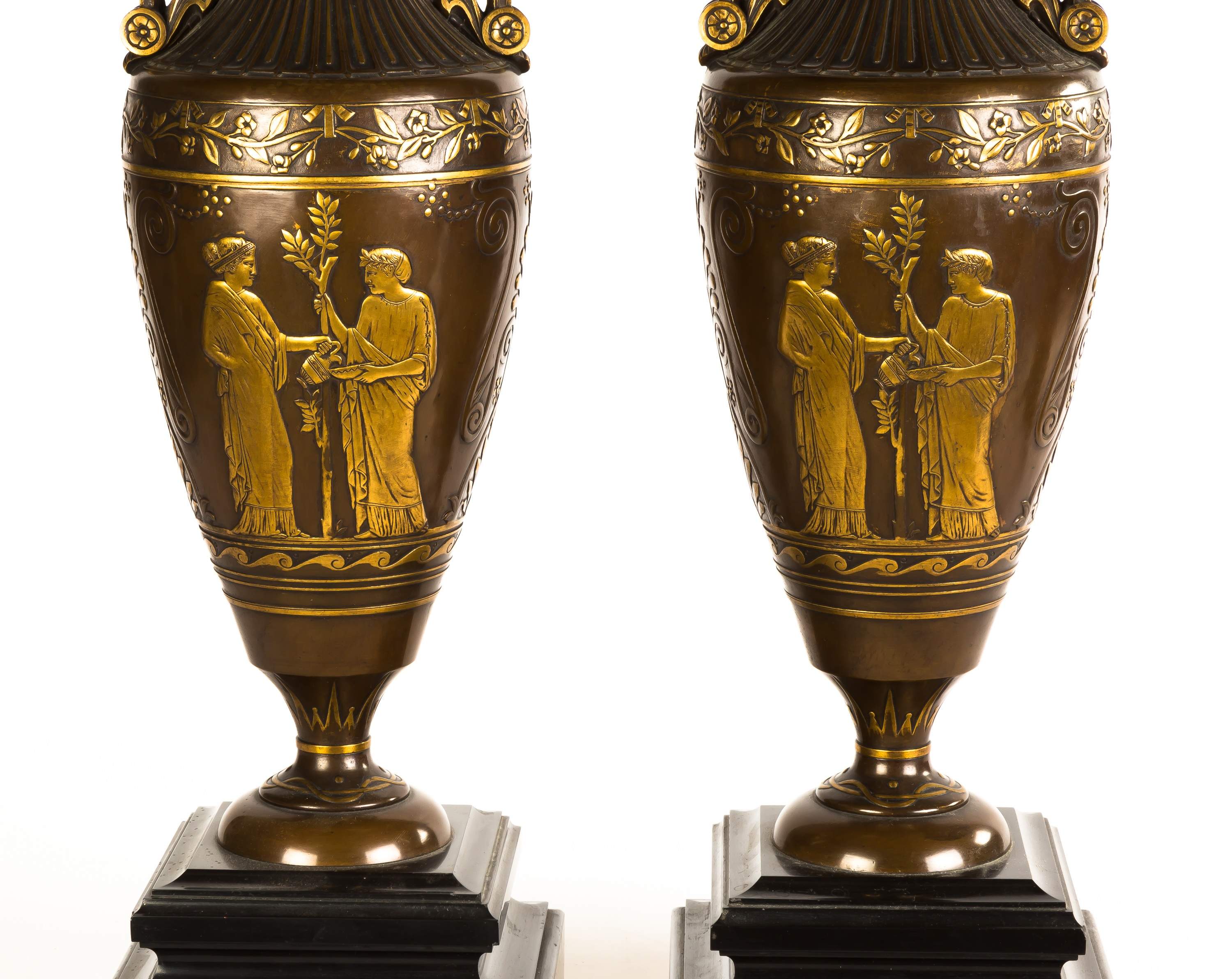 Pair Bronze Neo-Classical Urns | Cottone Auctions