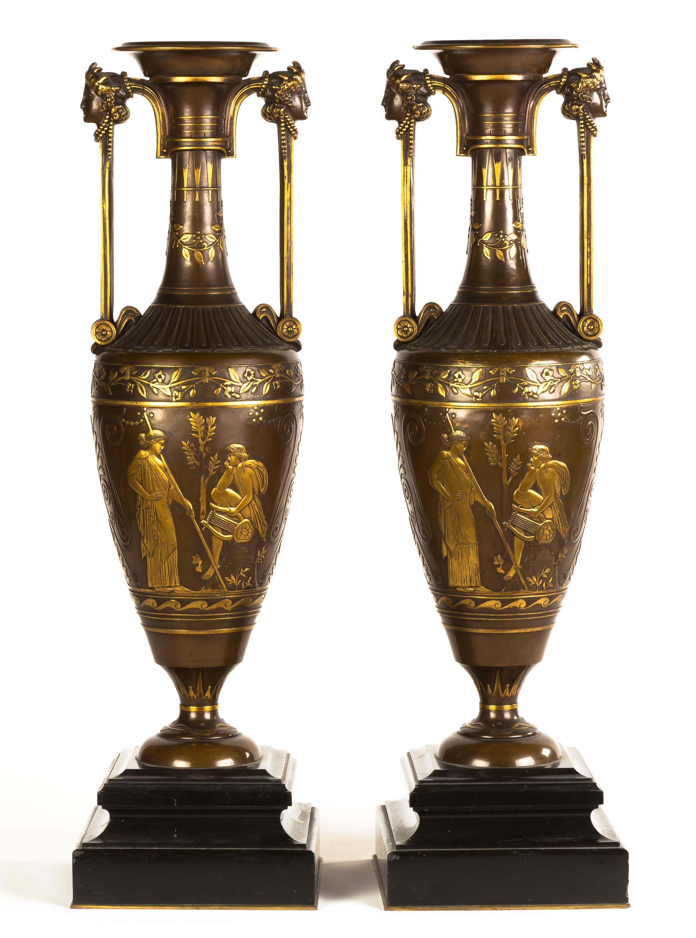Pair Bronze Neo-Classical Urns | Cottone Auctions