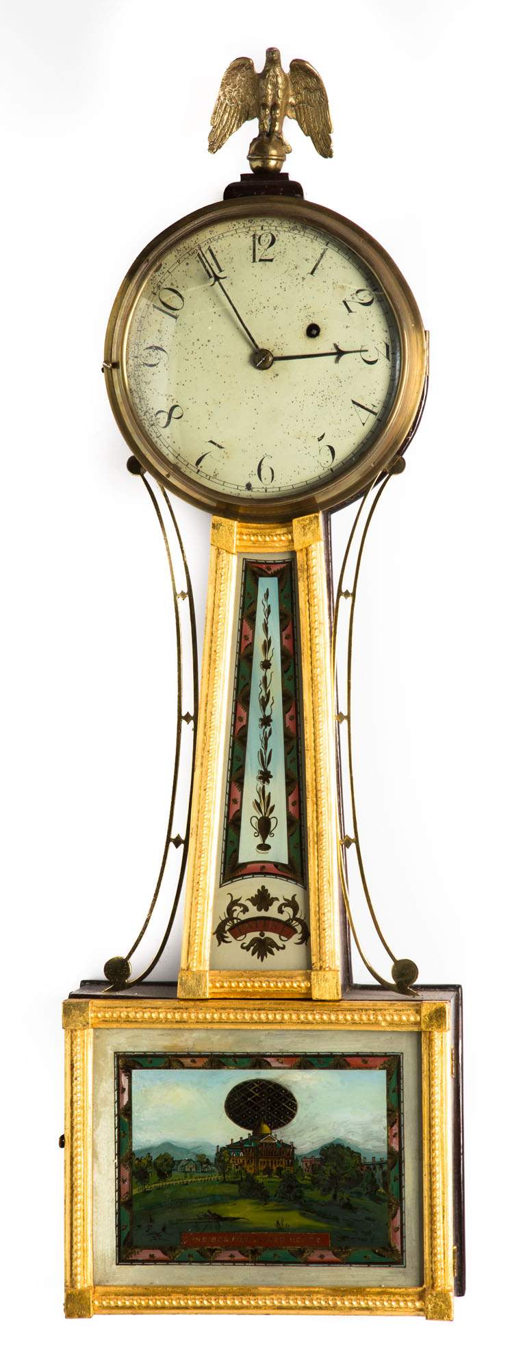 New England Gilt Front Banjo Clock | Cottone Auctions