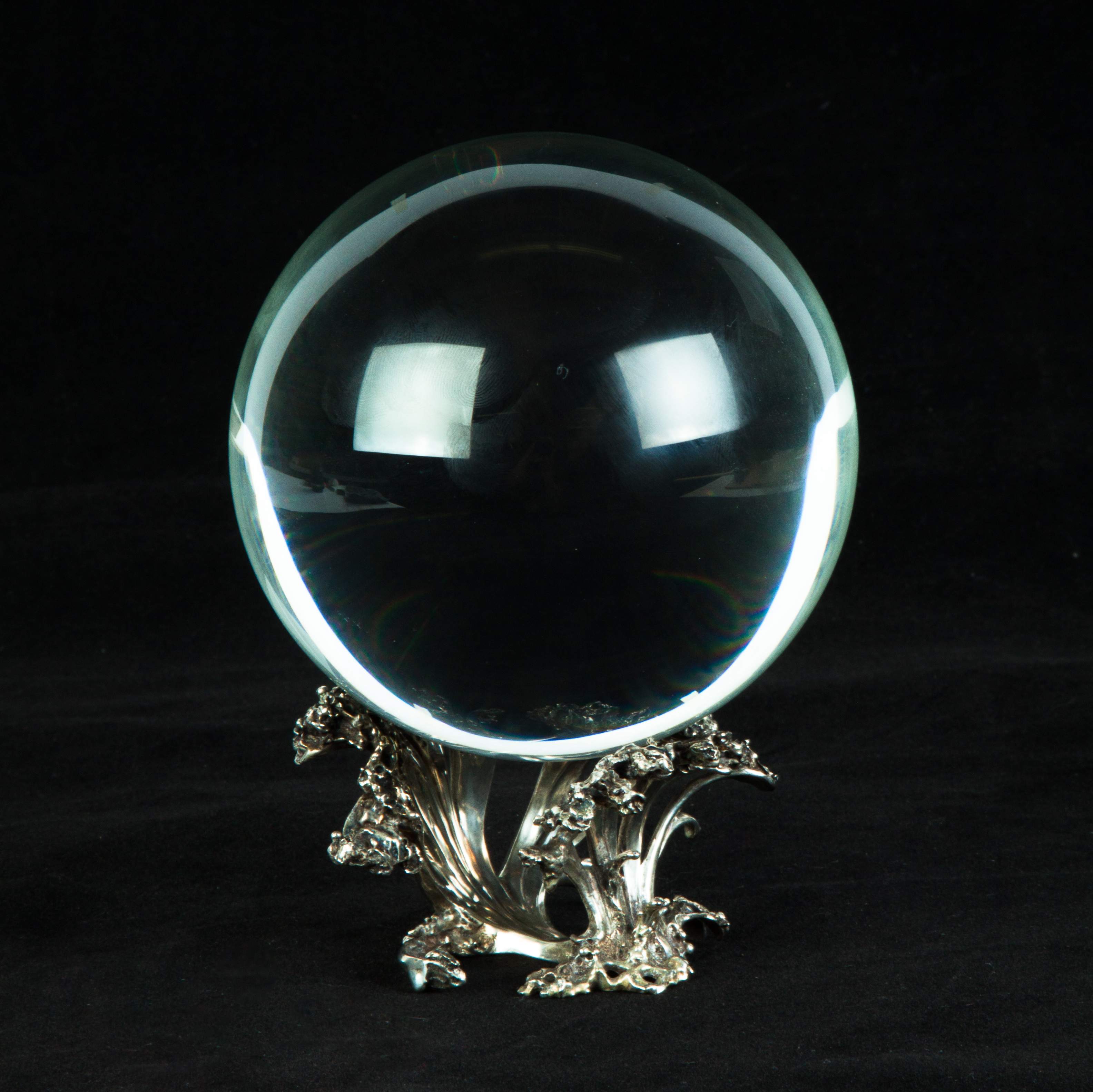 Steuben Crystal Ball on Sterling Silver Wave Base | Cottone Auctions