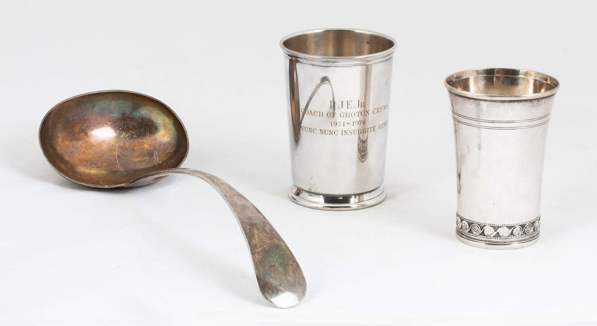 Two Silver Beakers & Spoon | Cottone Auctions