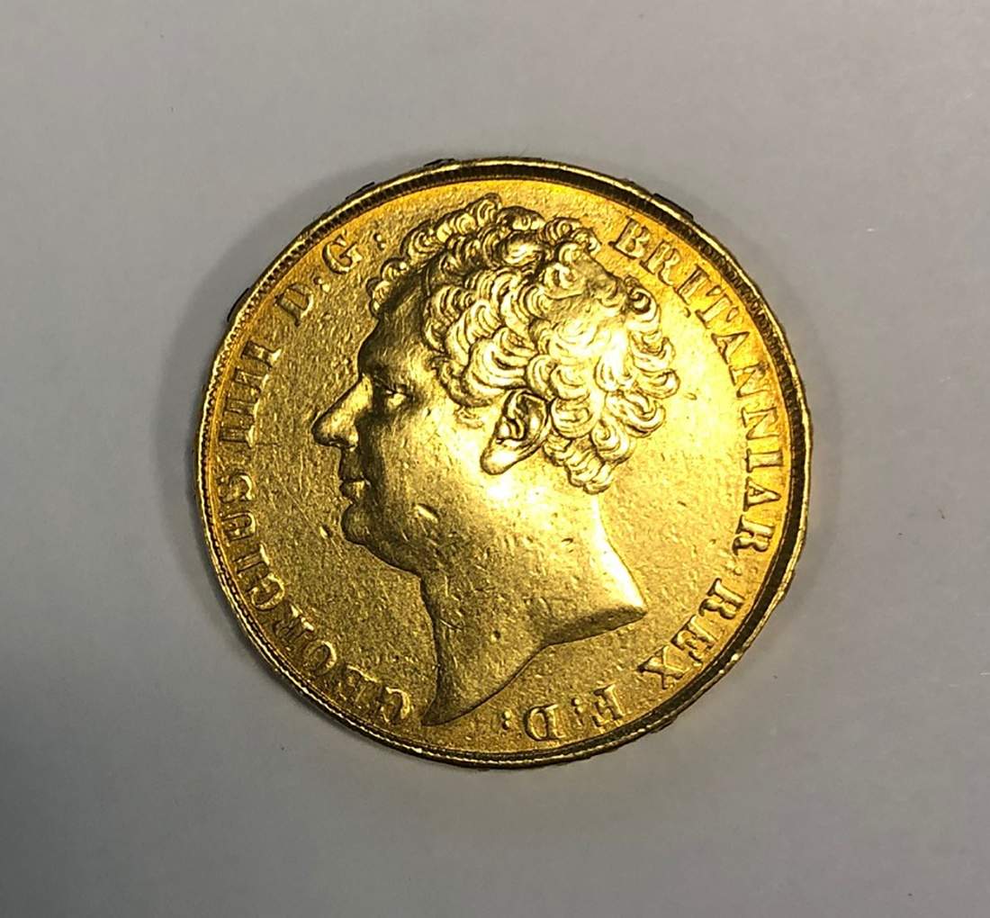 1823 British Sovereign Gold Coin, George IV with Gold Chain & Fob ...