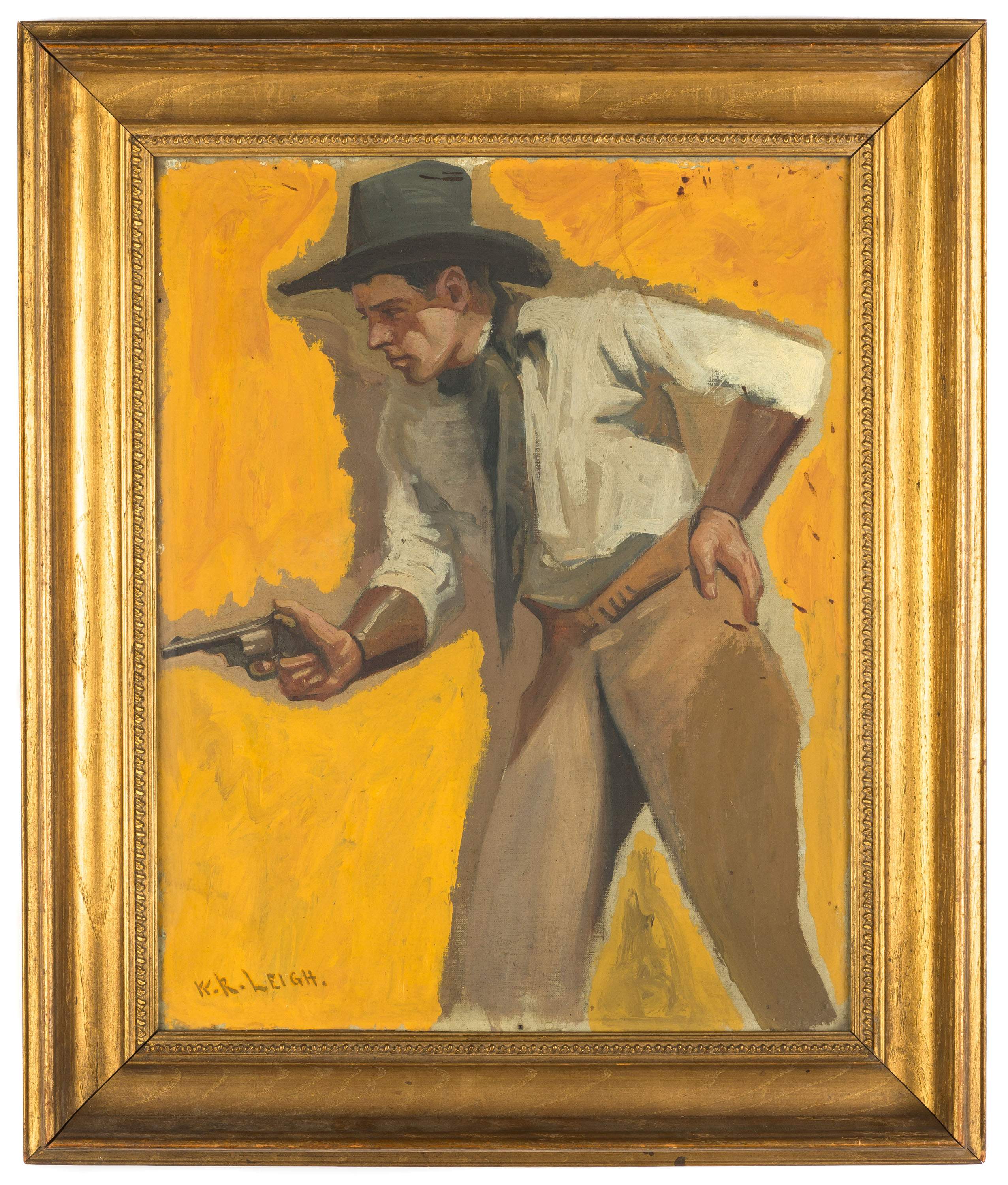 William Robinson Leigh (American, 1866-1955) Cowboy with Six Shooter ...