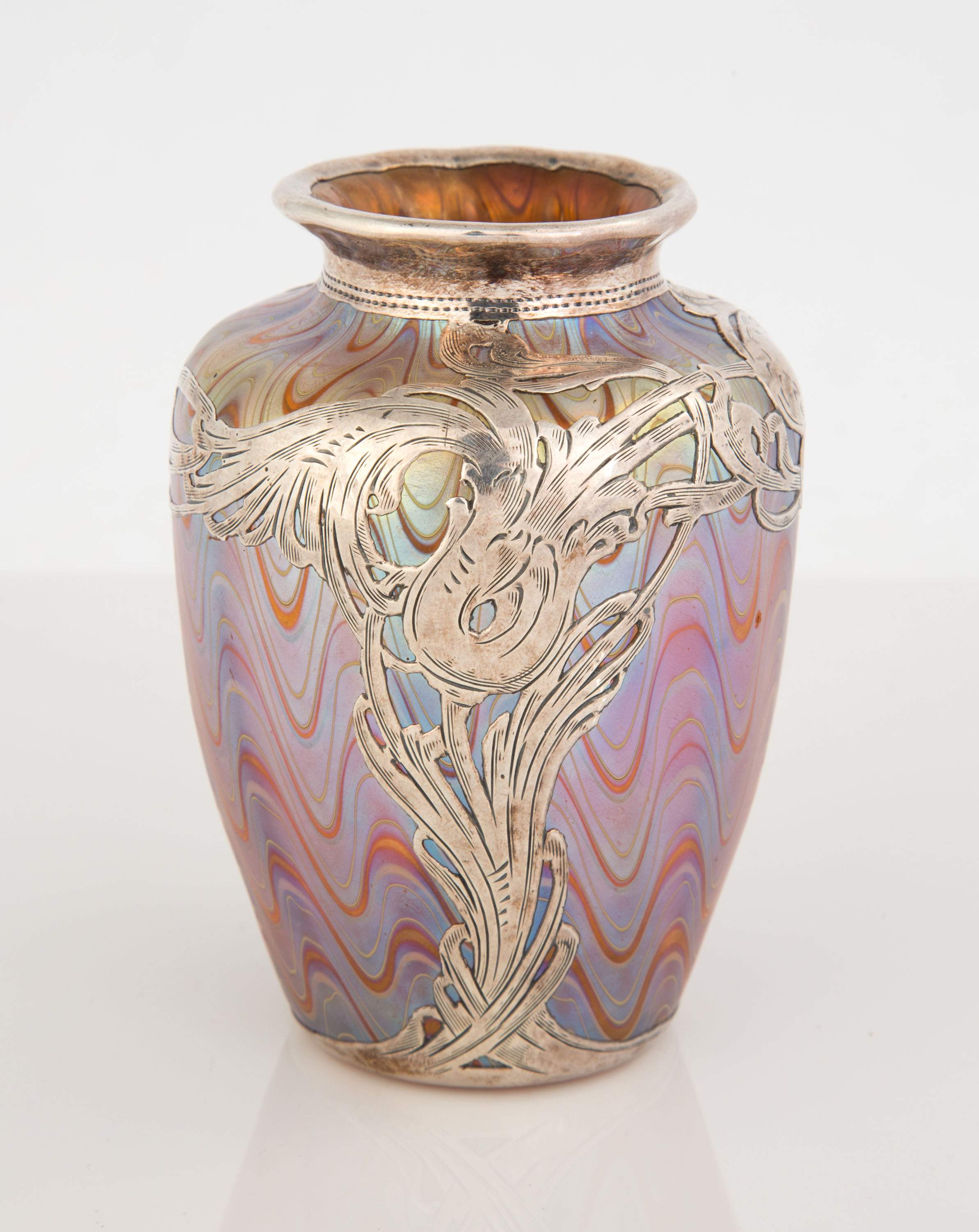 Loetz Phanomen Silver Overlay Cabinet Vase | Cottone Auctions