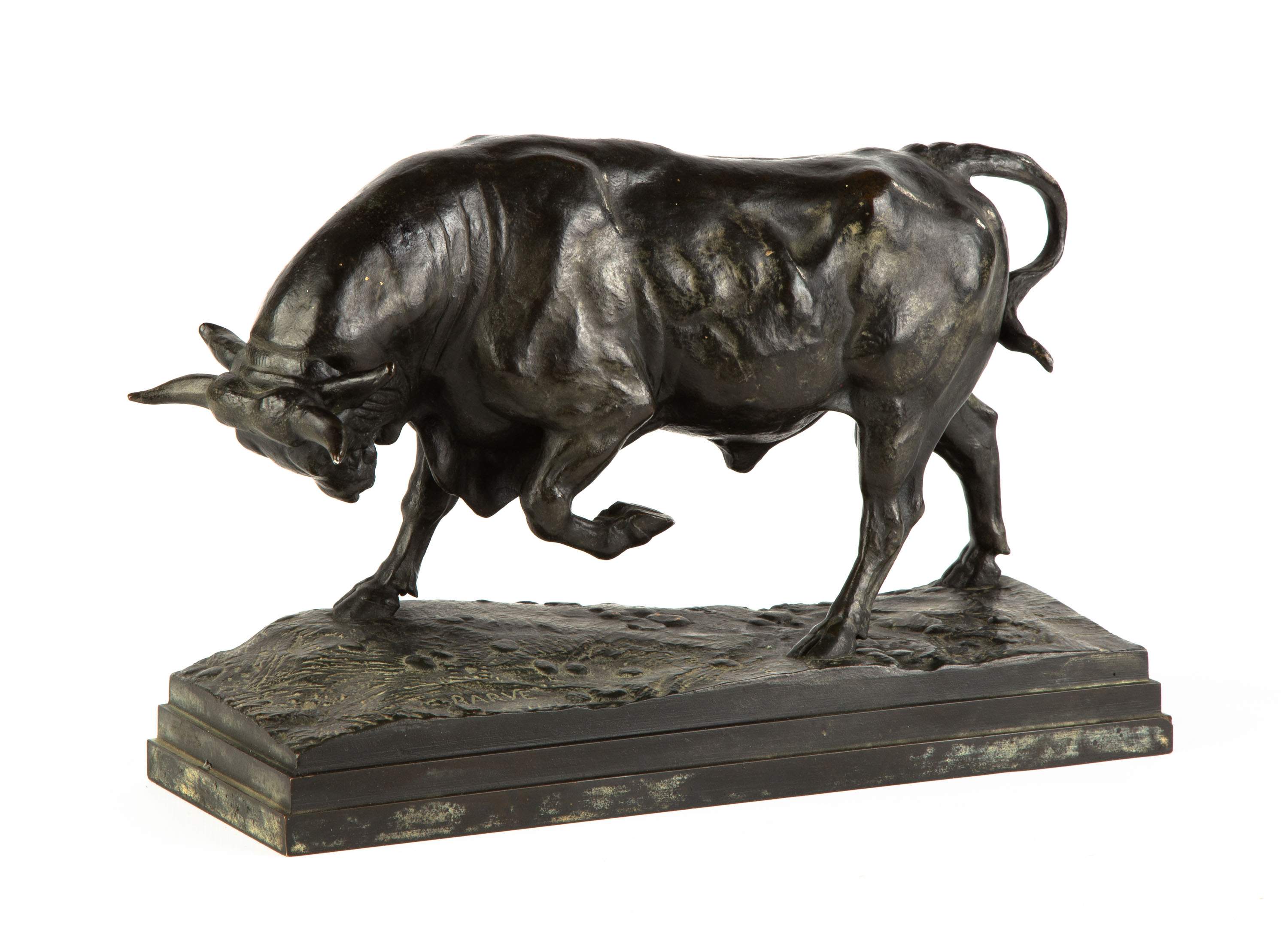 Antoine-Louis Barye (French, 1795-1875) Bronze Bull | Cottone Auctions
