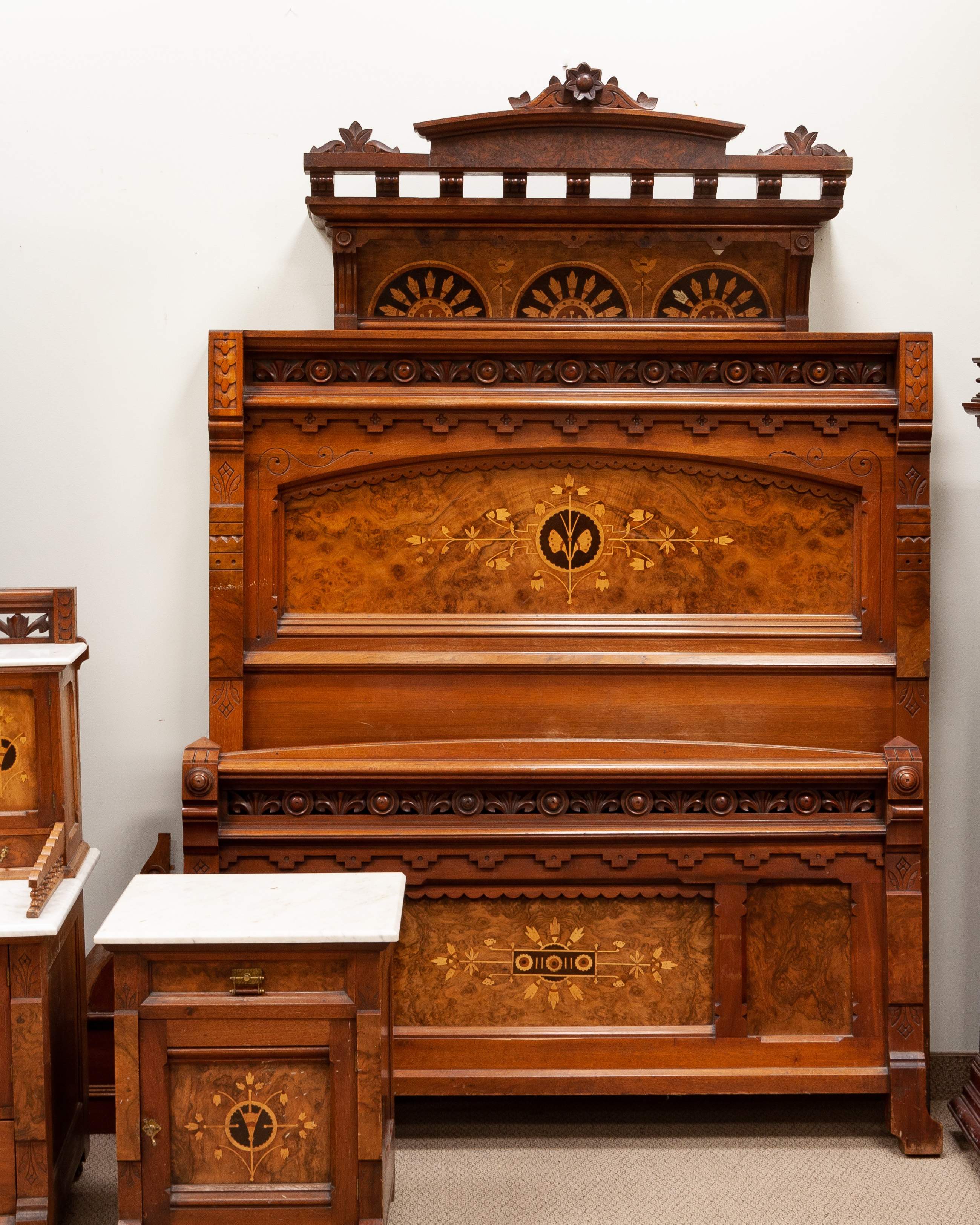 19th Century Aesthetic Walnut & Burl, Marble Top Bedroom Set | Cottone ...