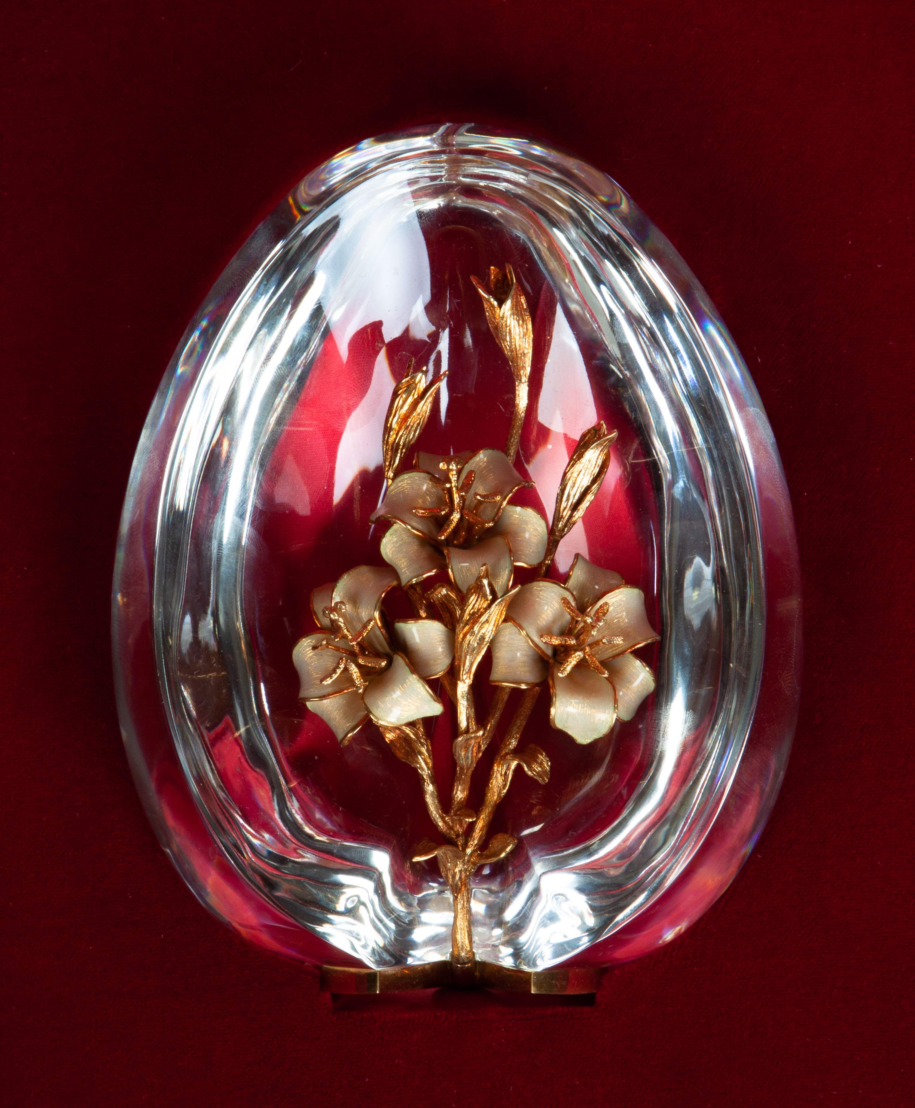 Steuben 18K Gold & Crystal "Lilies" Designed by Donald Pollard ...