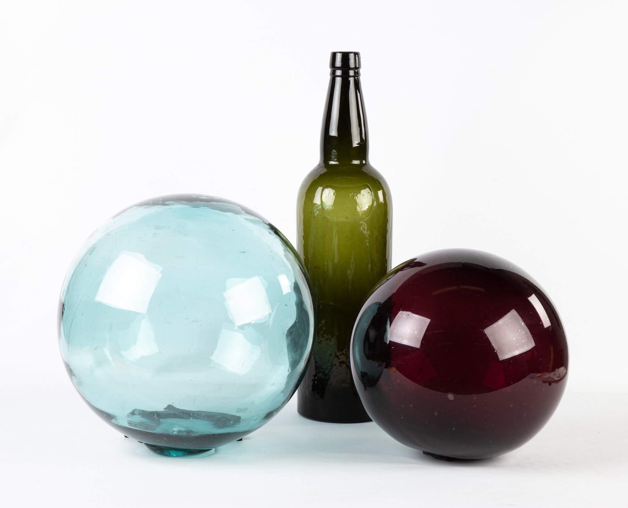 Two Early Blown Glass Spheres with Early Bottle | Cottone Auctions