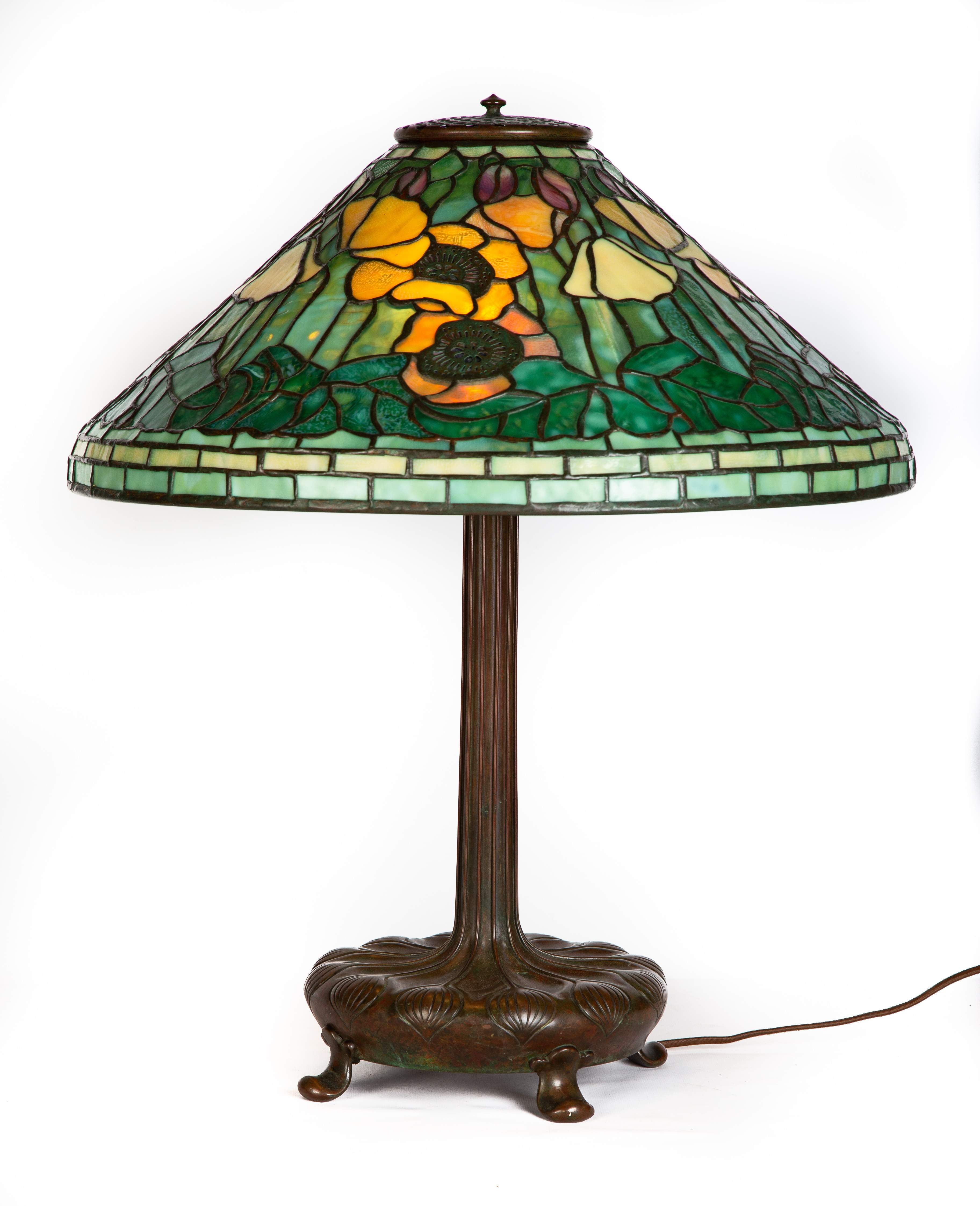 Tiffany Studios, New York, "Poppy" Table Lamp | Cottone Auctions