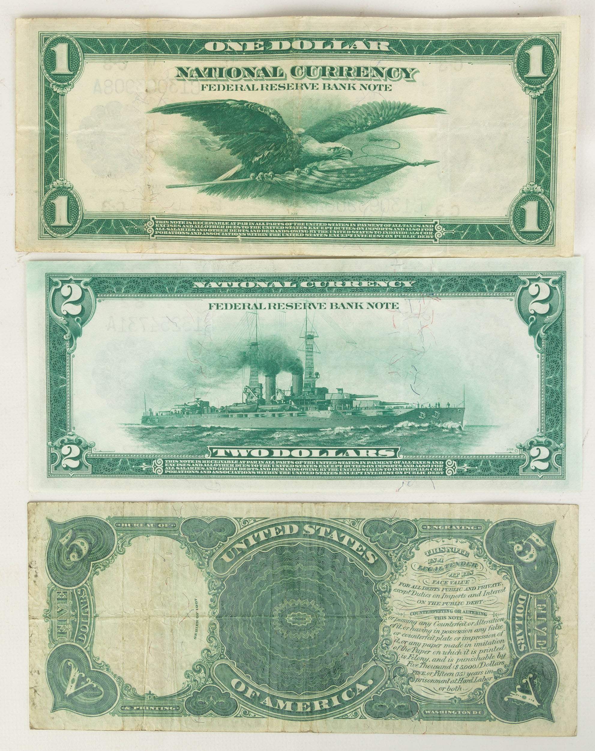Two Early American Silver Certificates and $5 Bill | Cottone Auctions