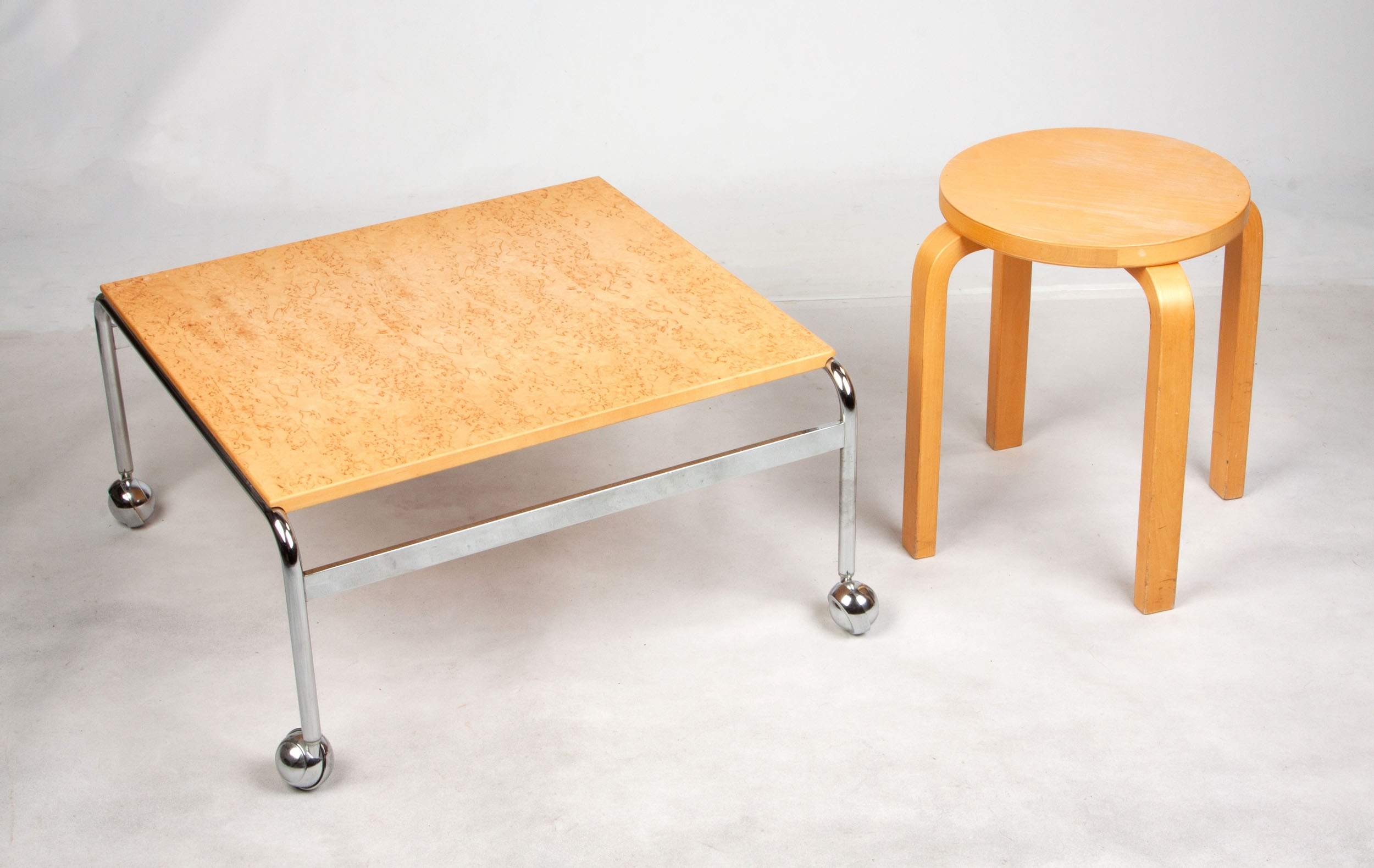 Alvar Aalto Stool 60 & Birds Eye Maple Low Table | Cottone Auctions