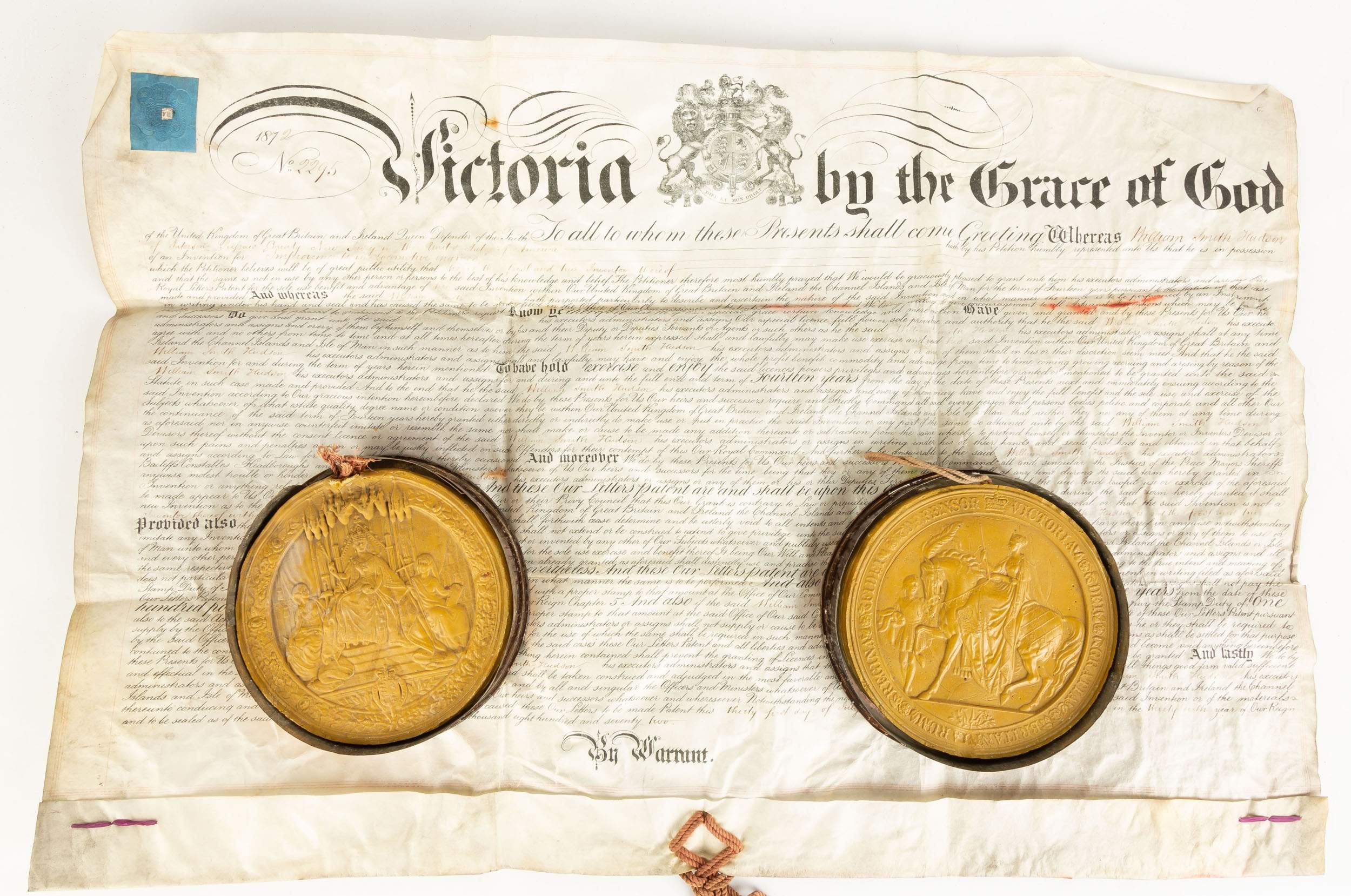 1872 Document with Two Wax Medallions | Cottone Auctions