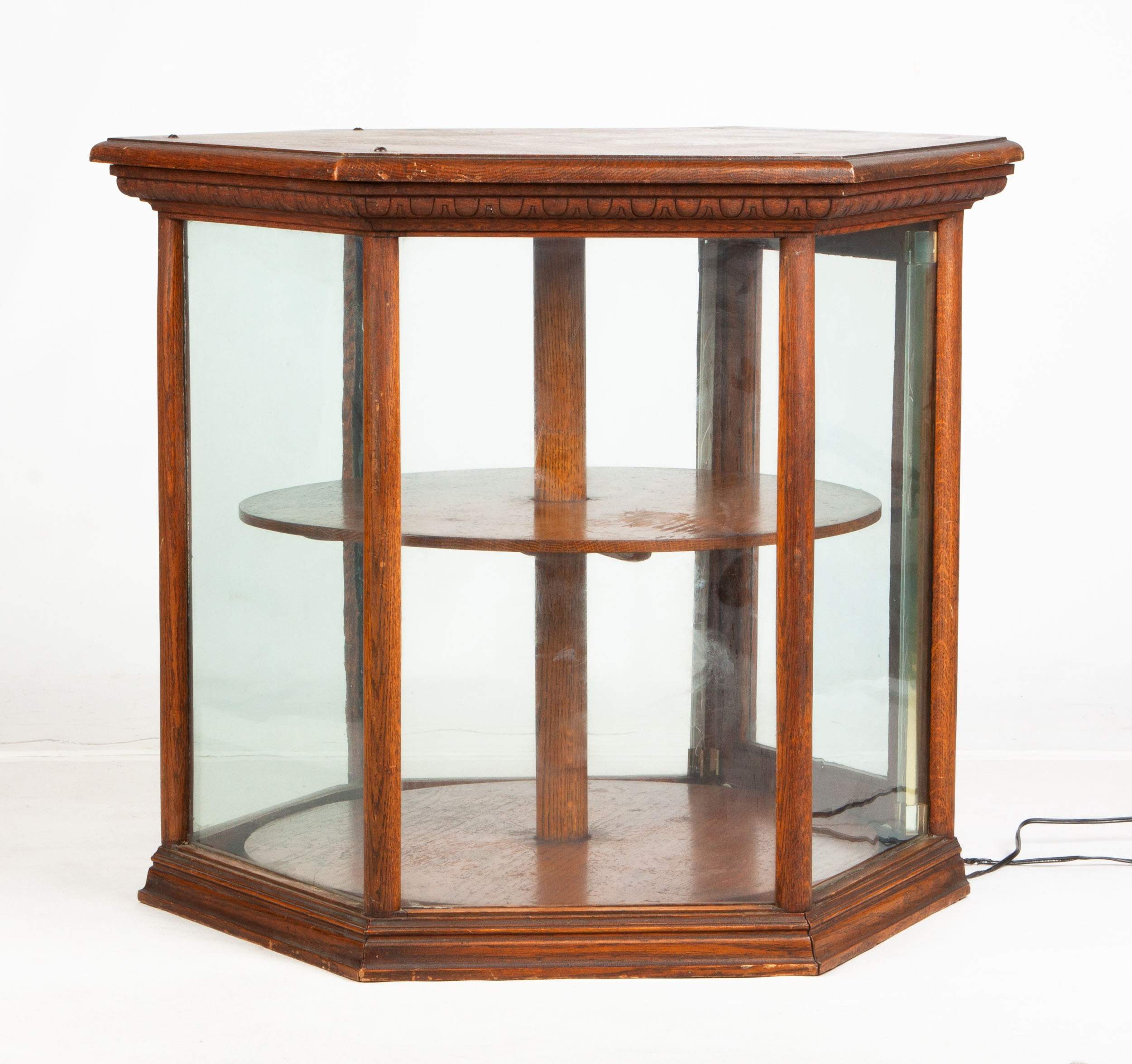 Oak Hexagonal Display Cabinet | Cottone Auctions