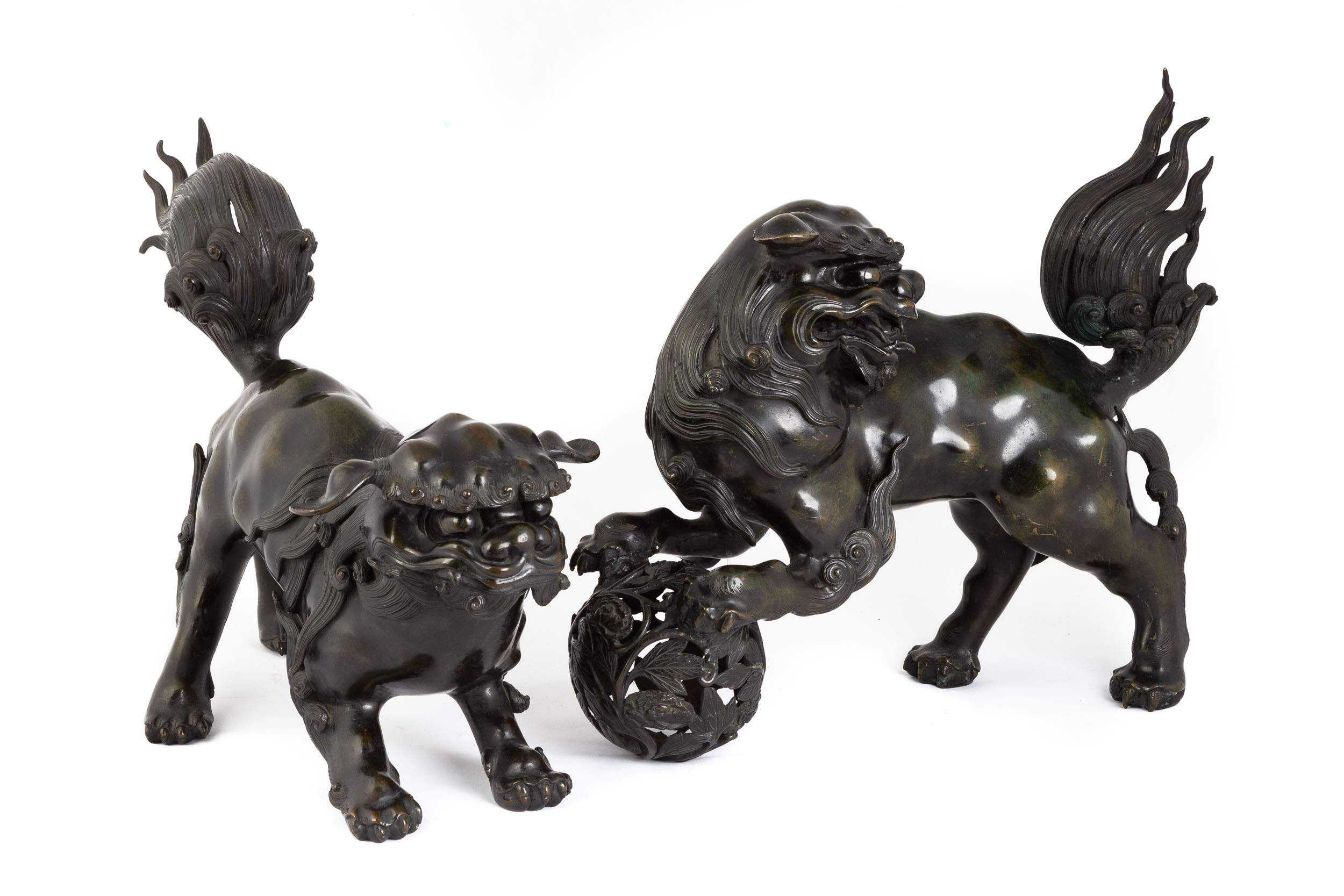 Pair Japanese Bronze Shi Shi Dogs | Cottone Auctions