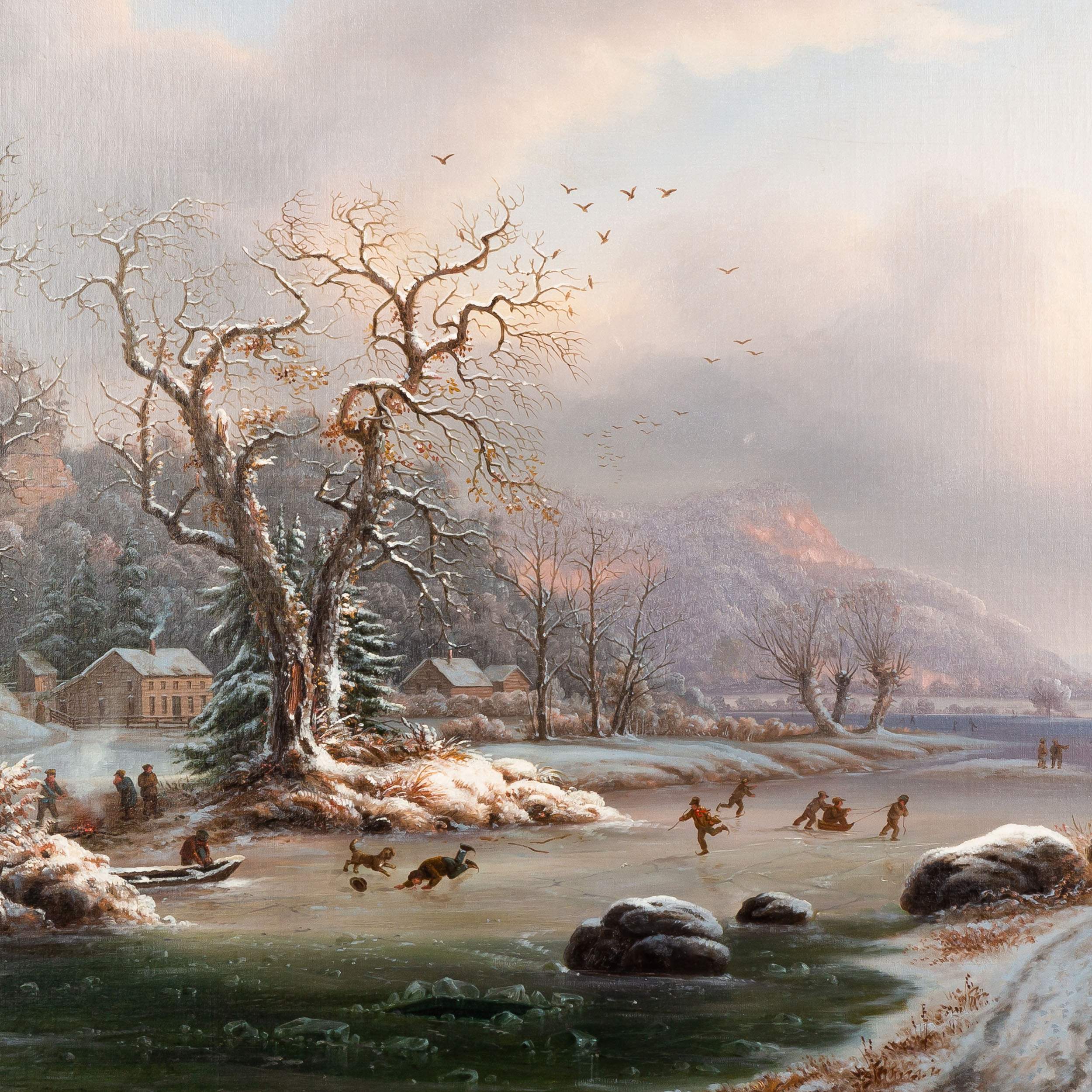 George Gunther Hartwick (American, 1817-1899) "Ice Skating Near East ...