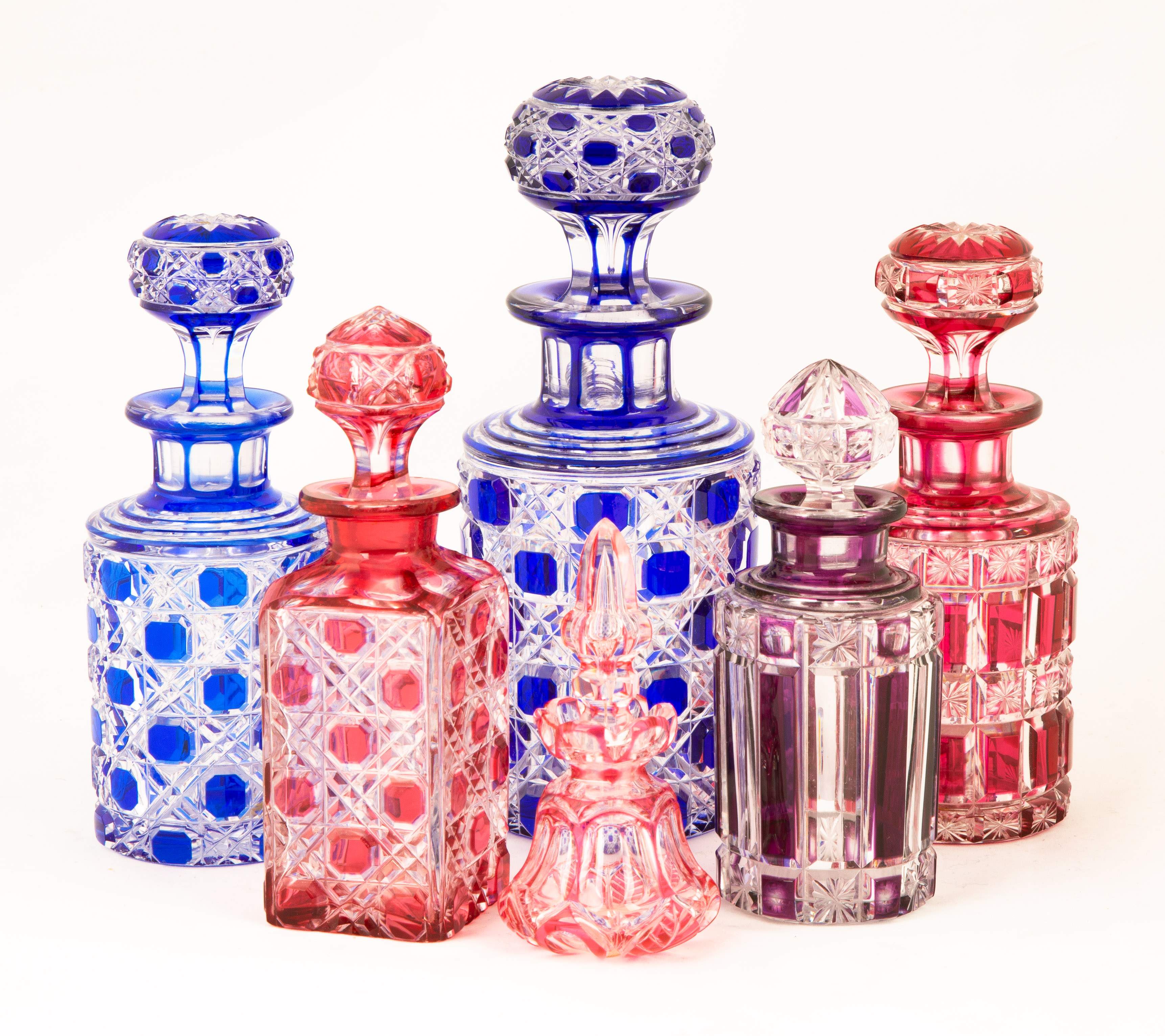 Group of Overlay Cut to Clear Glass Colognes | Cottone Auctions