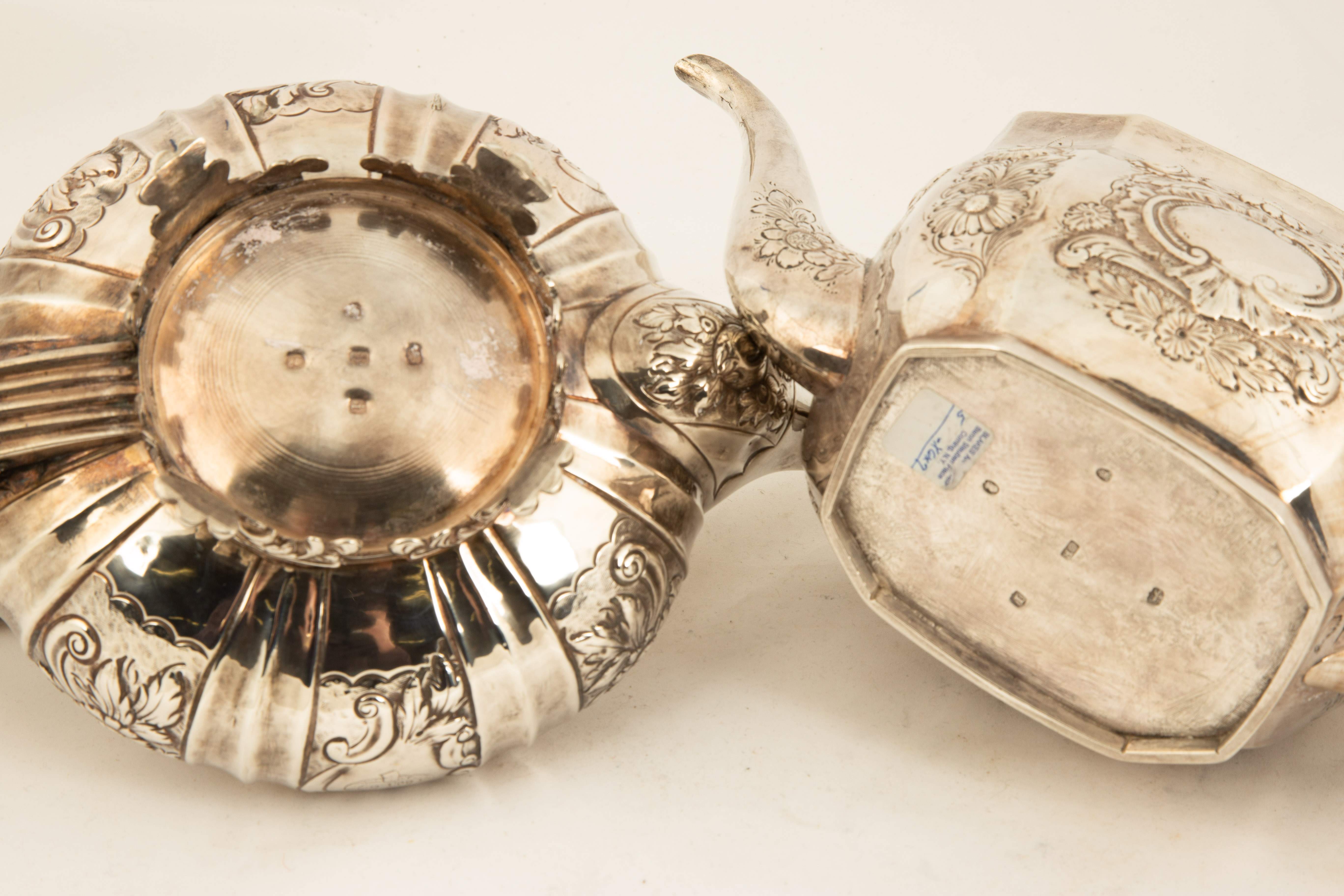 Two English Sterling Silver Teapots | Cottone Auctions