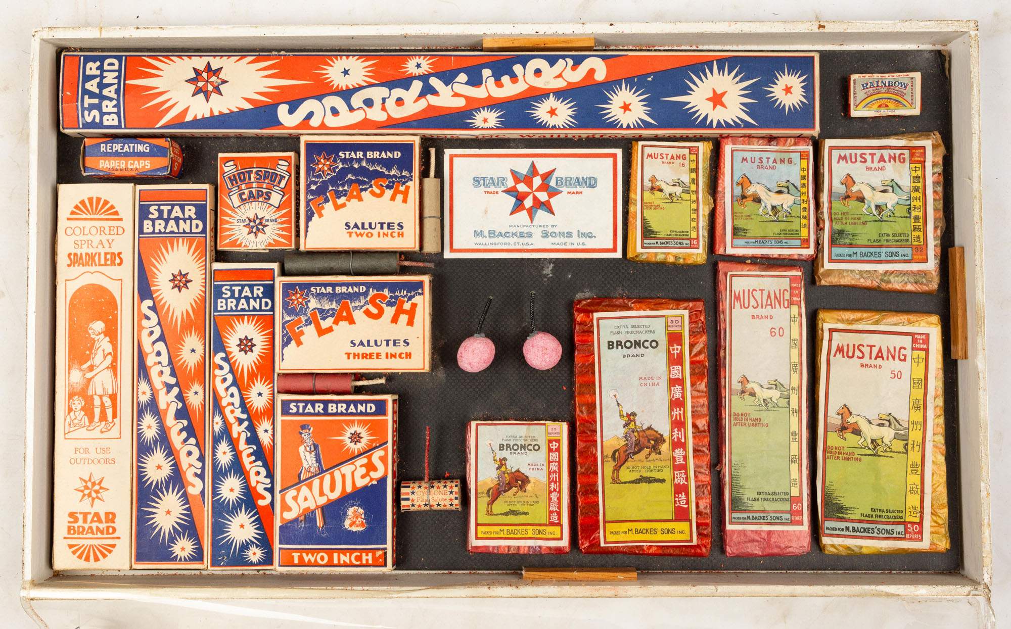 Vintage Salesman Sample Fireworks Pack Board | Cottone Auctions