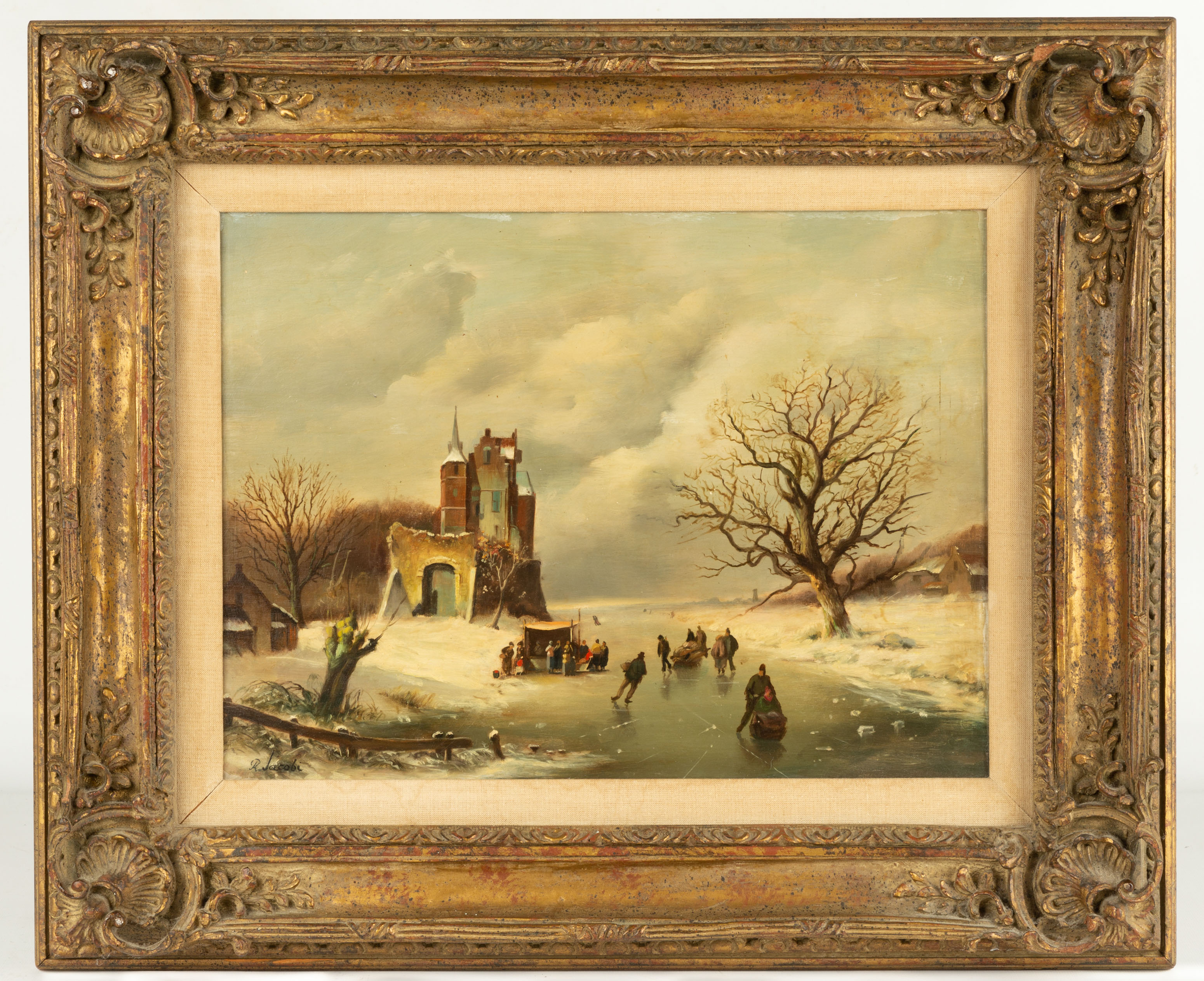 R. Jacobi (20th Century) Skating Winter Scene | Cottone Auctions