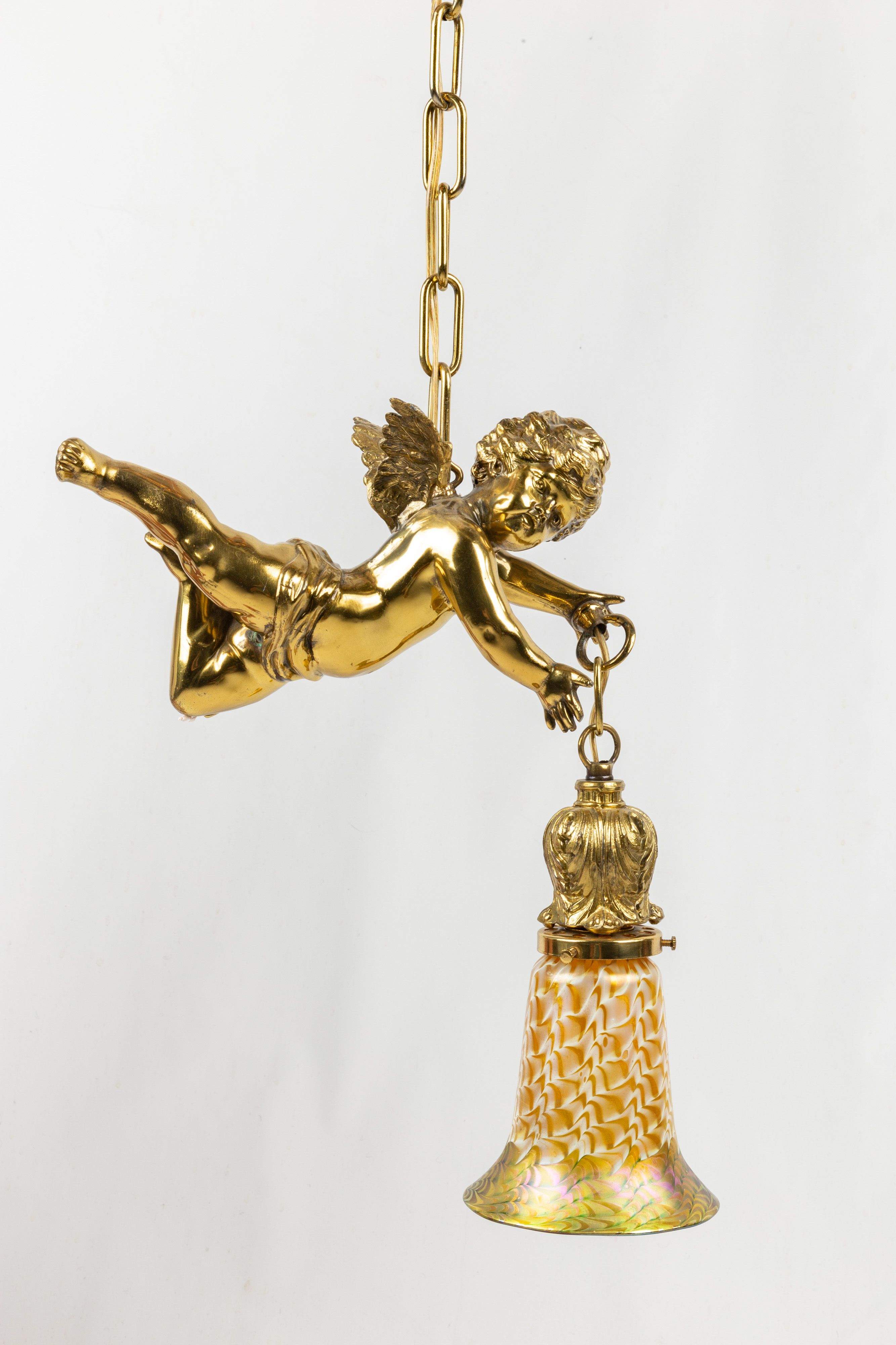 Brass Cherub Light Fixture | Cottone Auctions