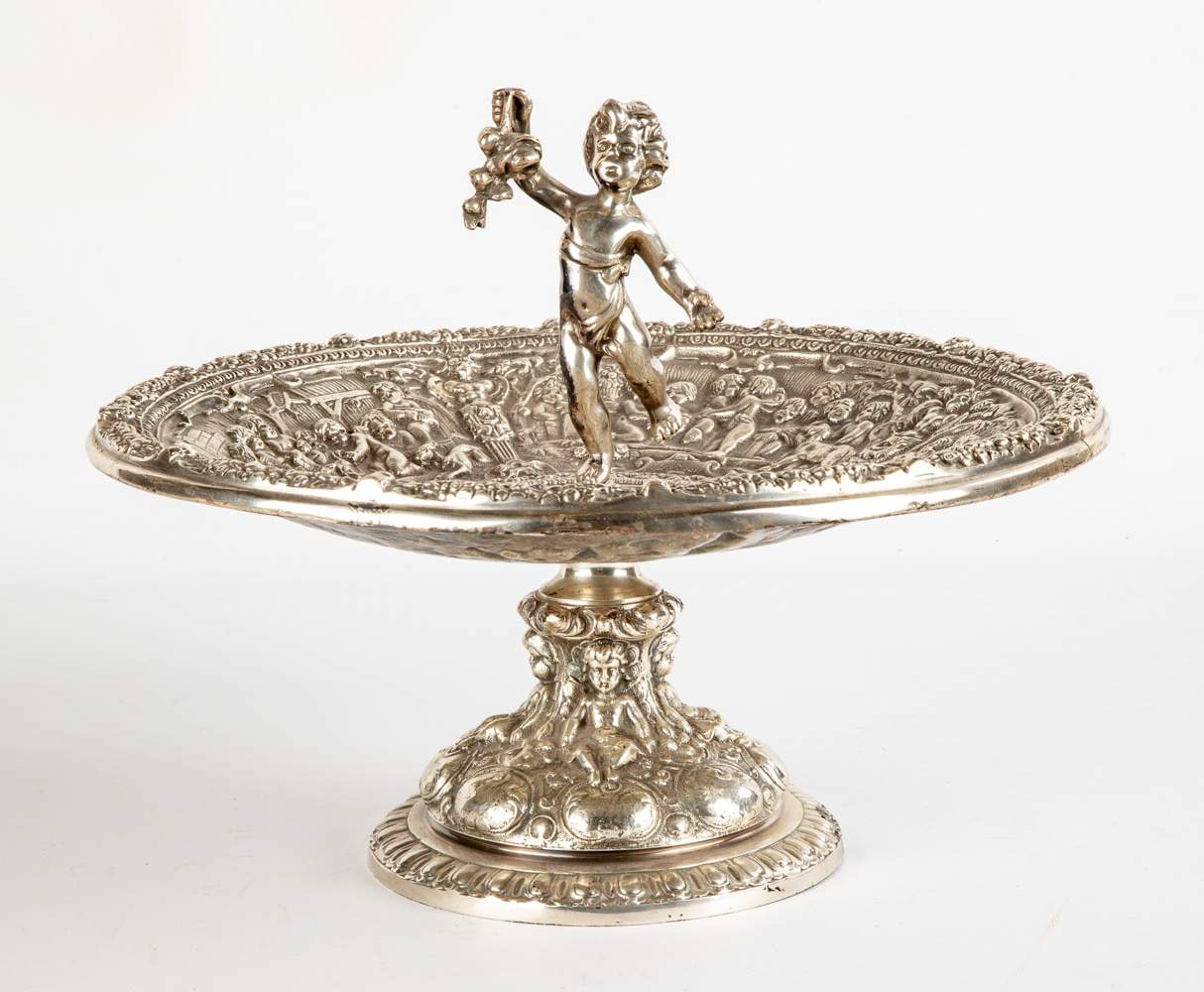 Silver Plated Bronze Compote with Cherubs | Cottone Auctions
