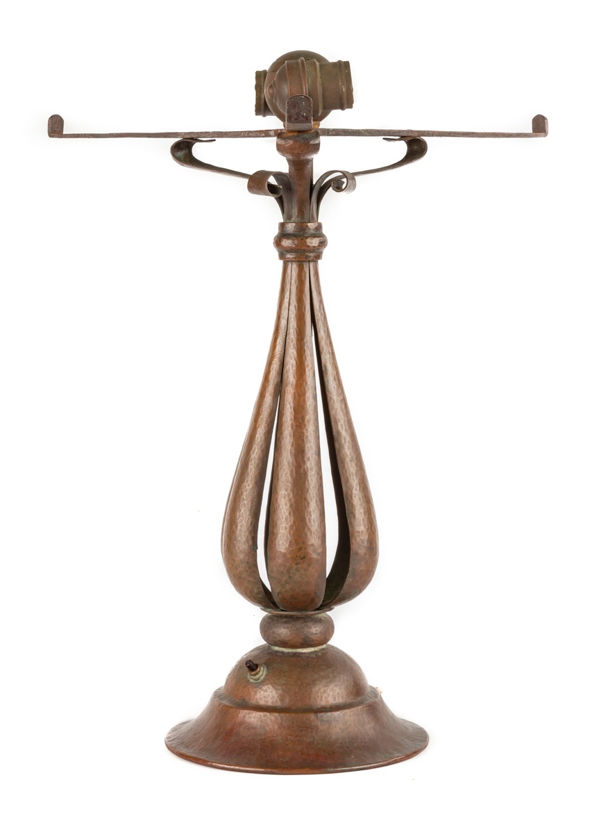 Arts & Crafts Hammered Copper Lamp Base | Cottone Auctions