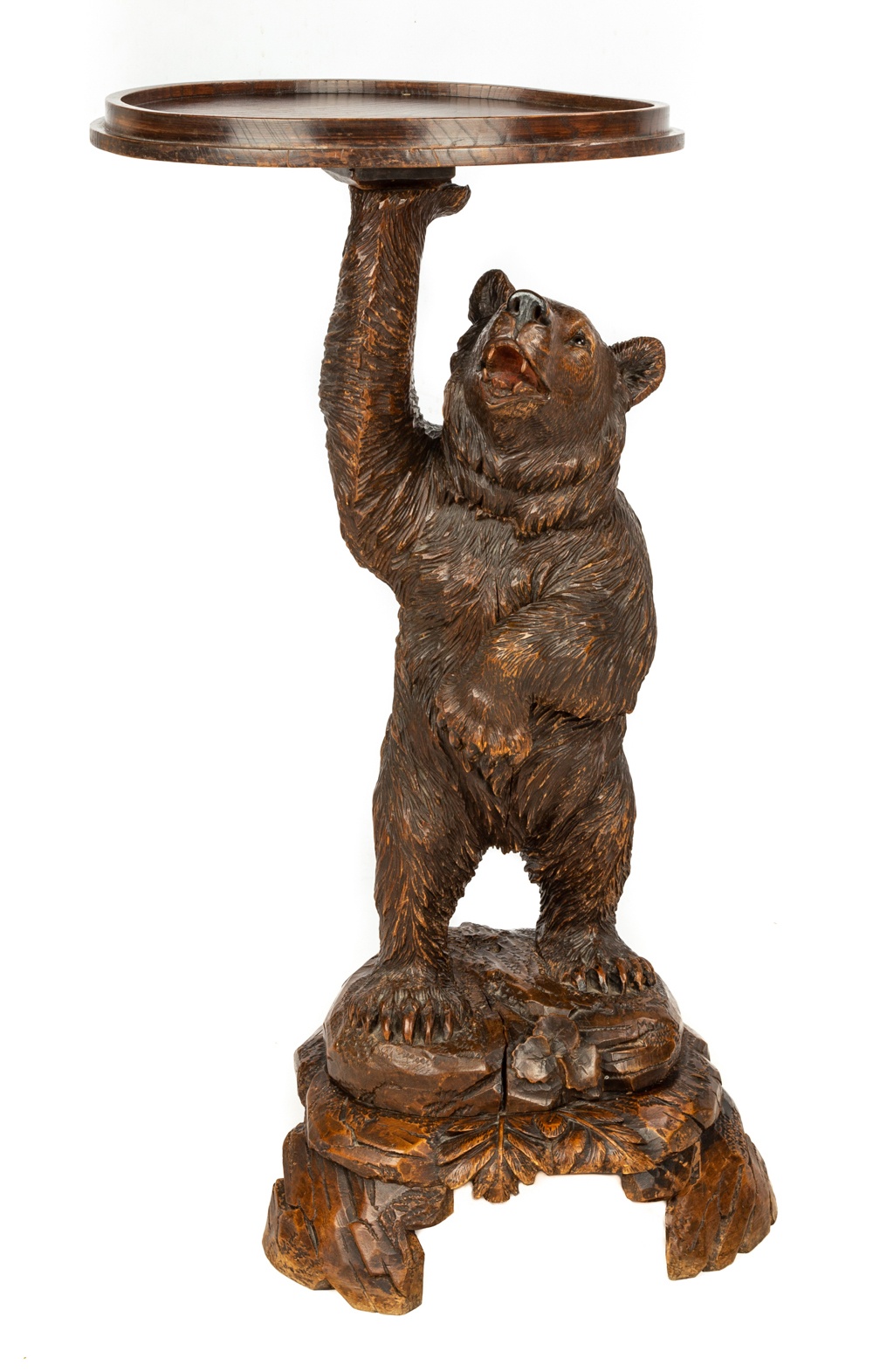 Carved Black Forest Standing Bear Table | Cottone Auctions