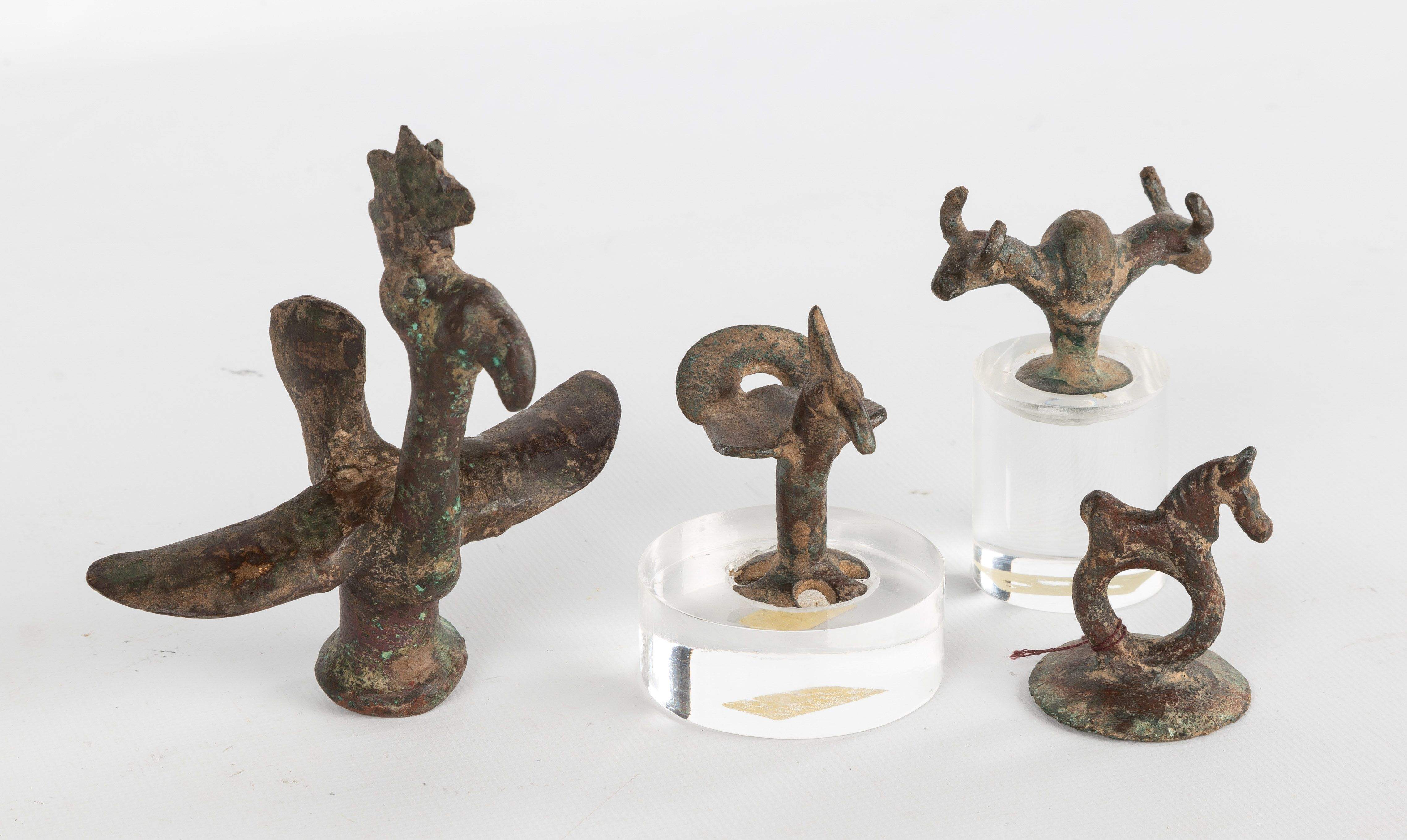 (4) Luristan Bronzes, Birds, Horse & Two Headed Bull | Cottone Auctions