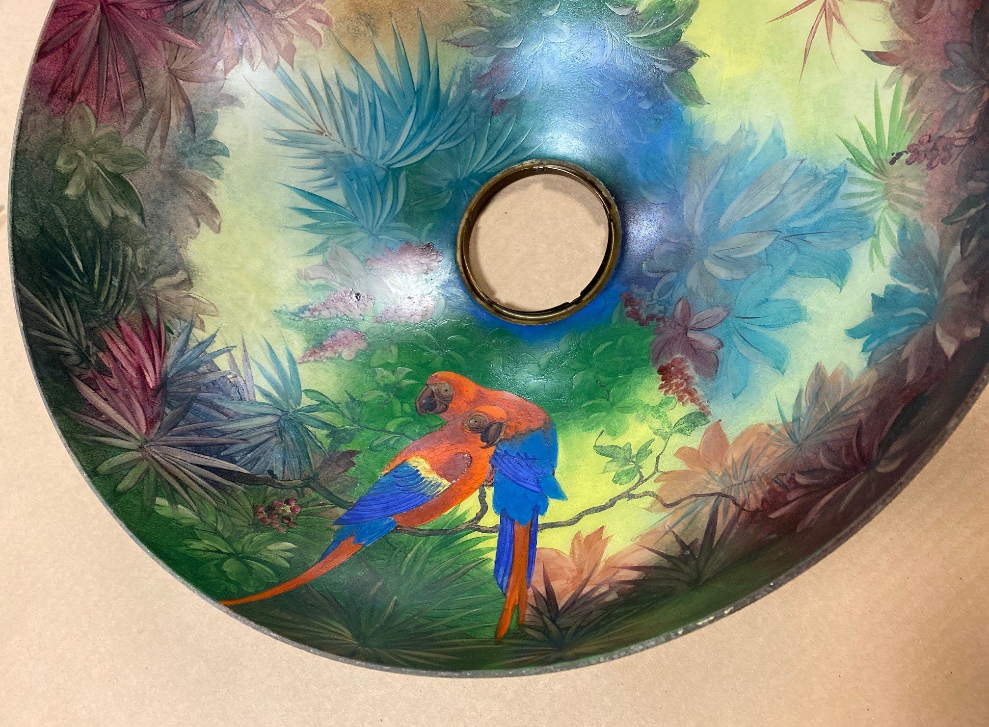 Handel Reverse Painted Parrot Lamp | Cottone Auctions