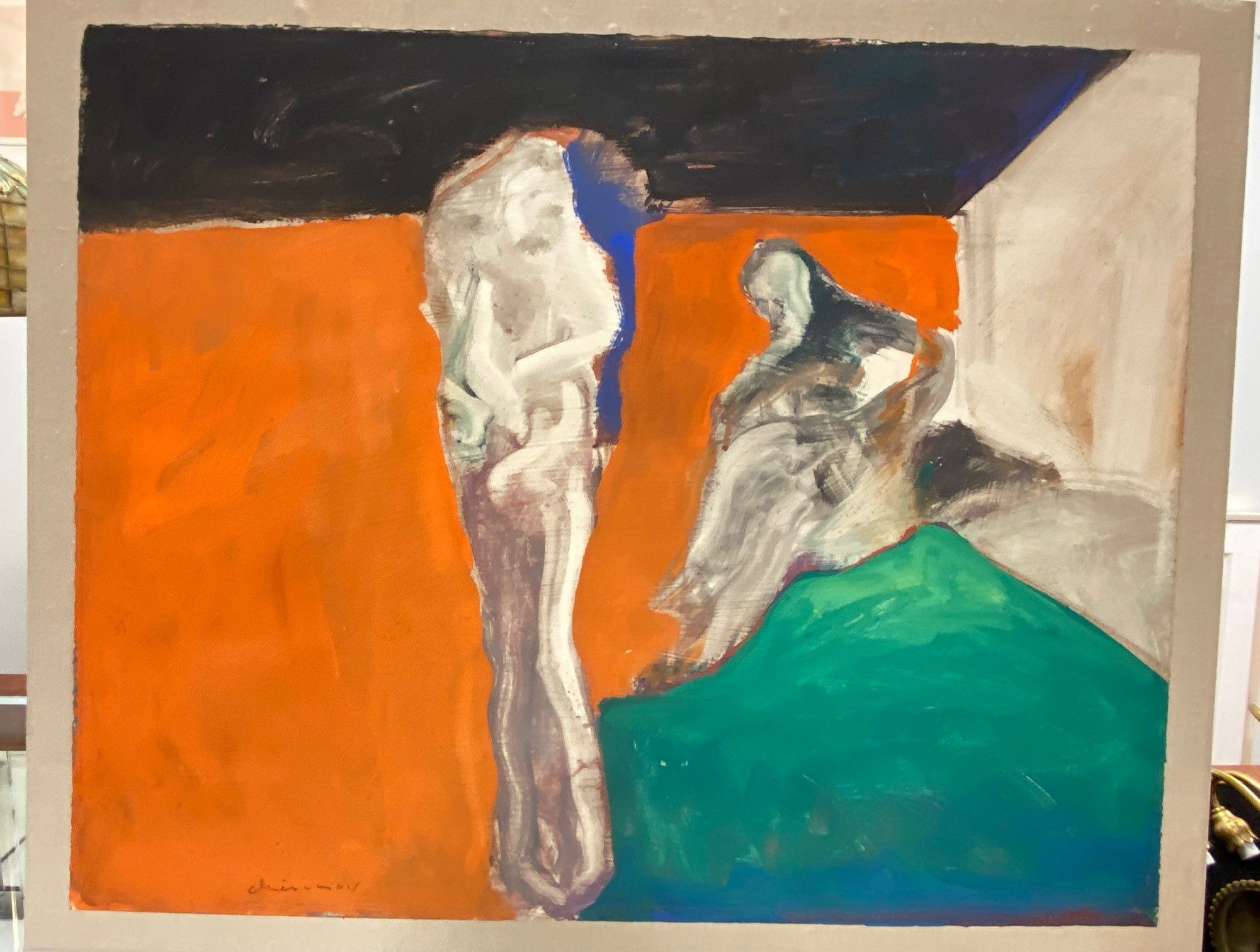 Nathan Oliveira (American, 1928-2010) Man & Woman in Large Room ...