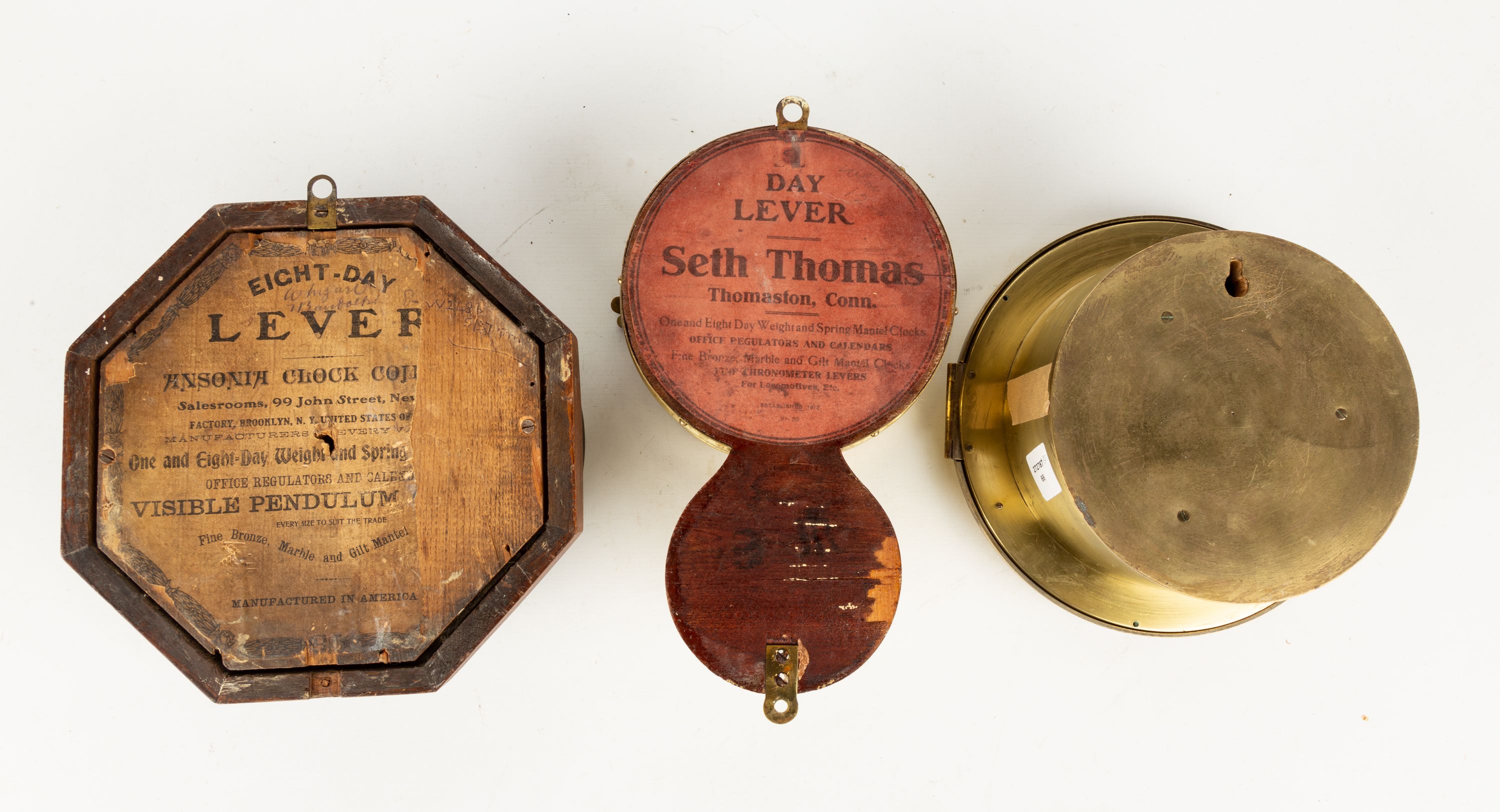 (3) American Lever Dial Clocks | Cottone Auctions