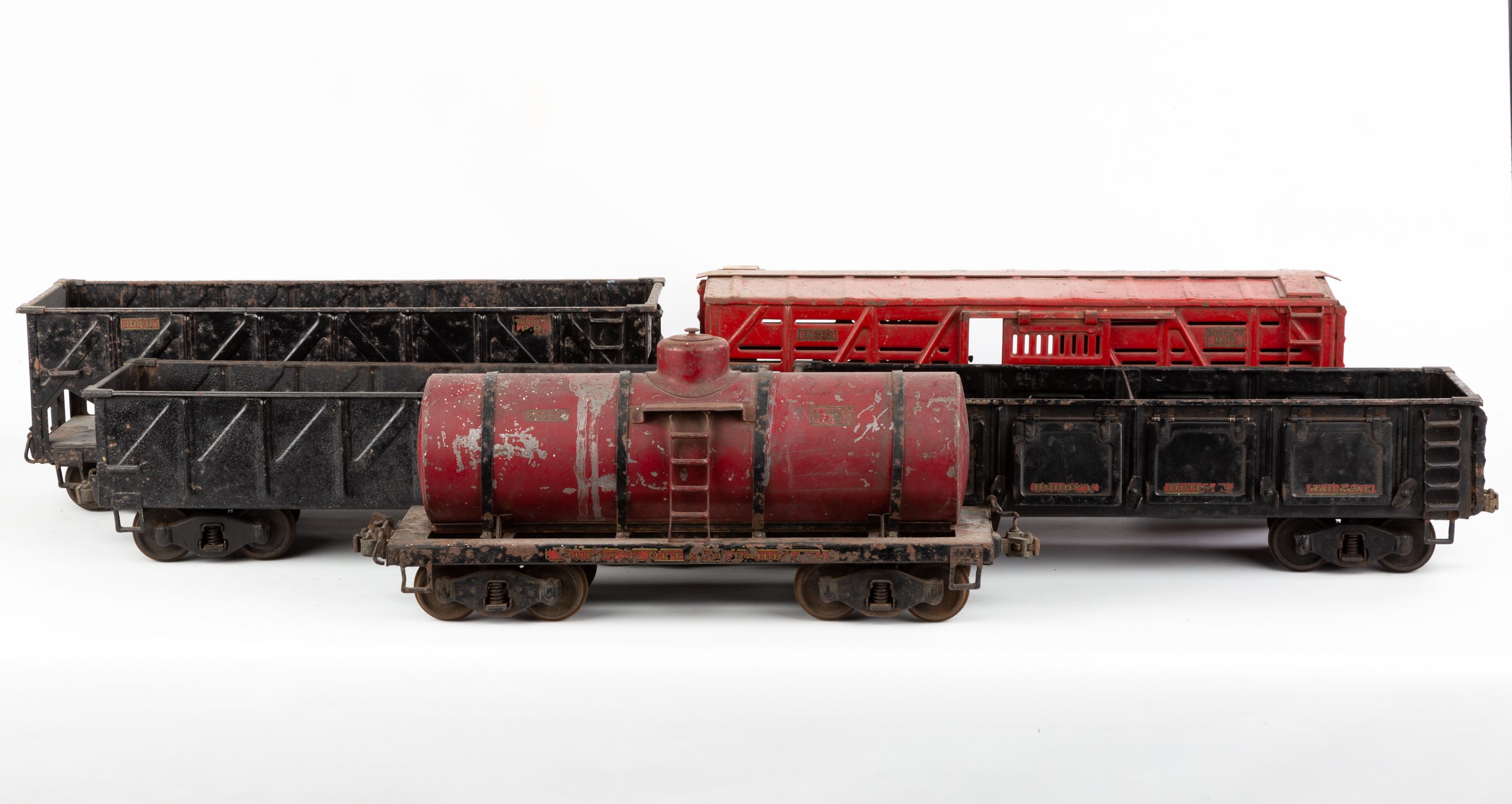 (7) Buddy L Pressed Steel Outdoor Toy Train Cars | Cottone Auctions