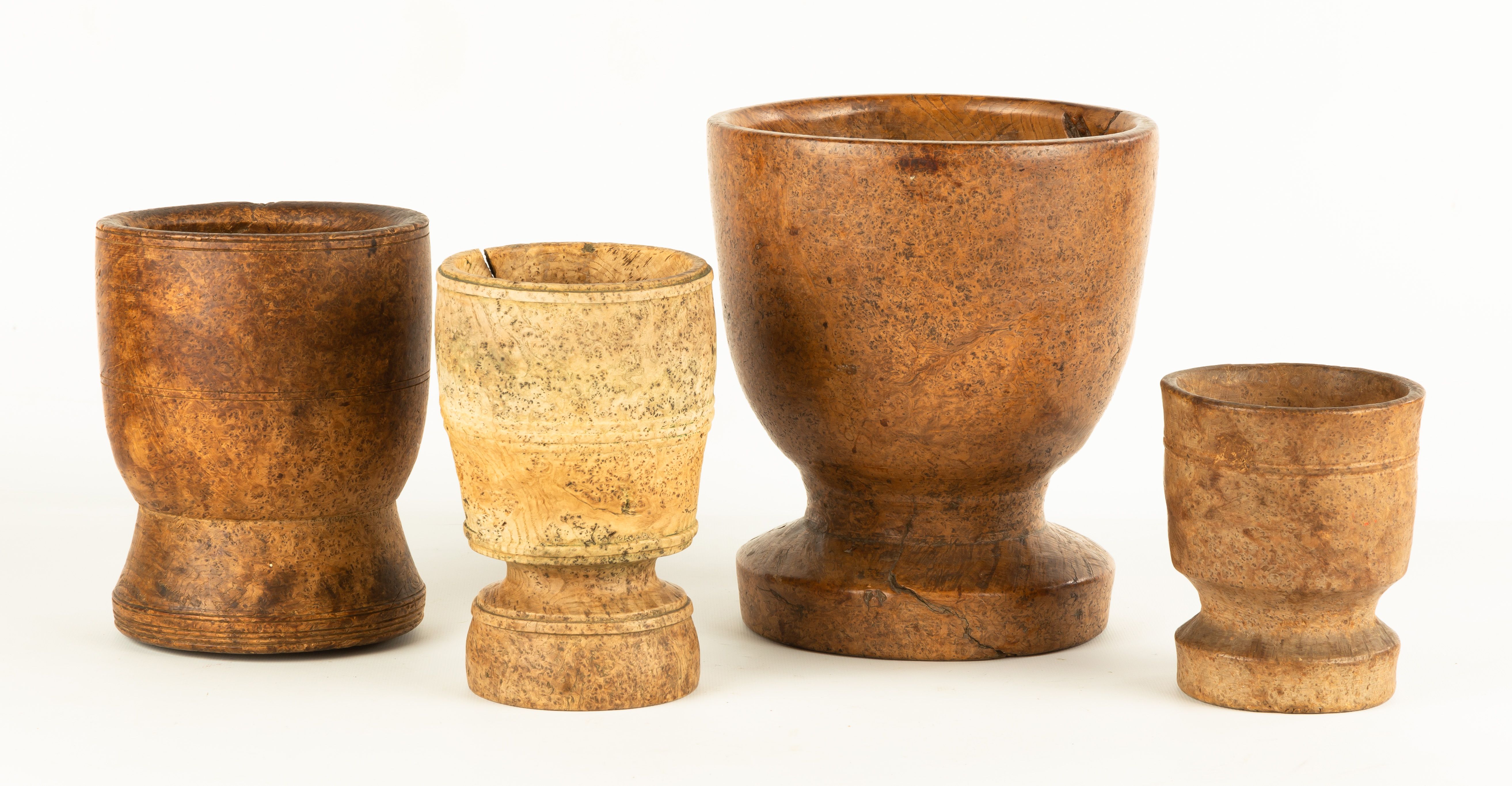 Four Early American Turned Mortars | Cottone Auctions