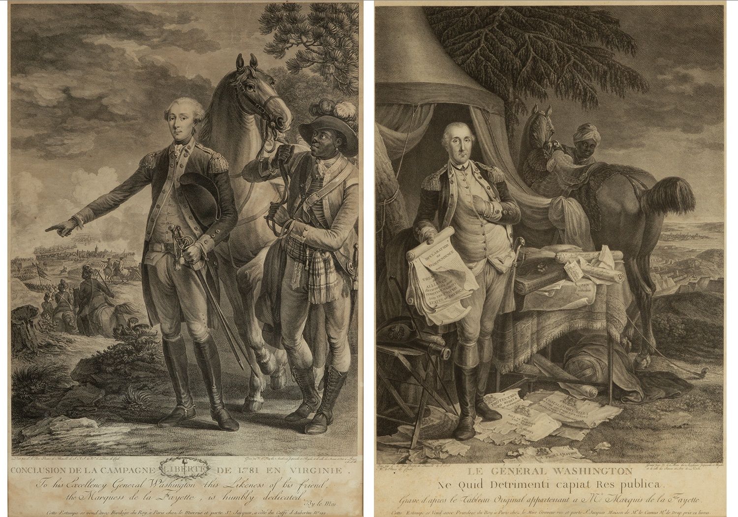 (2) Noel Le Mire (French, 1724-1801) Engravings of George Washington ...
