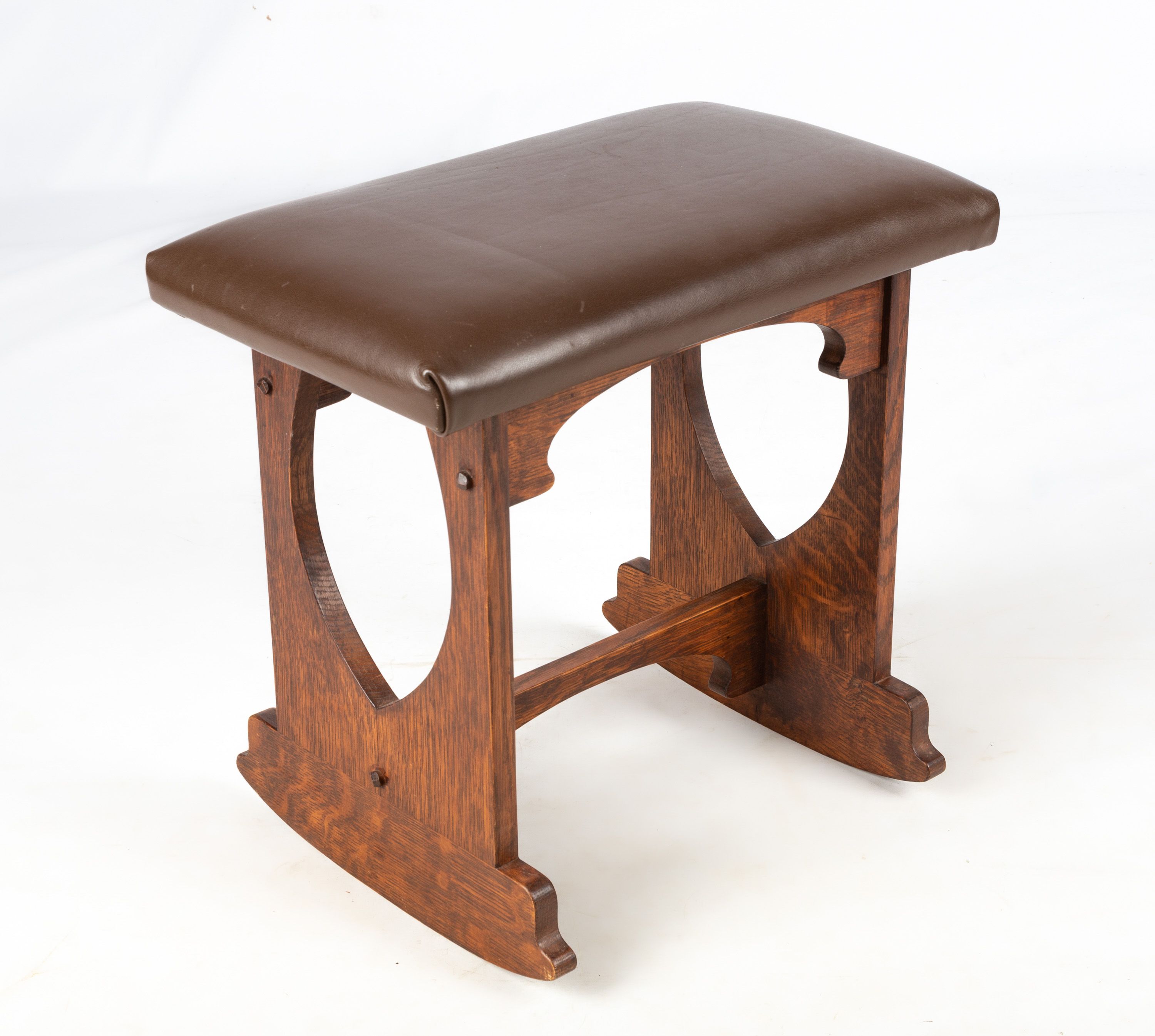 Style of Charles Rohlfs, Oak Rocking Stool | Cottone Auctions