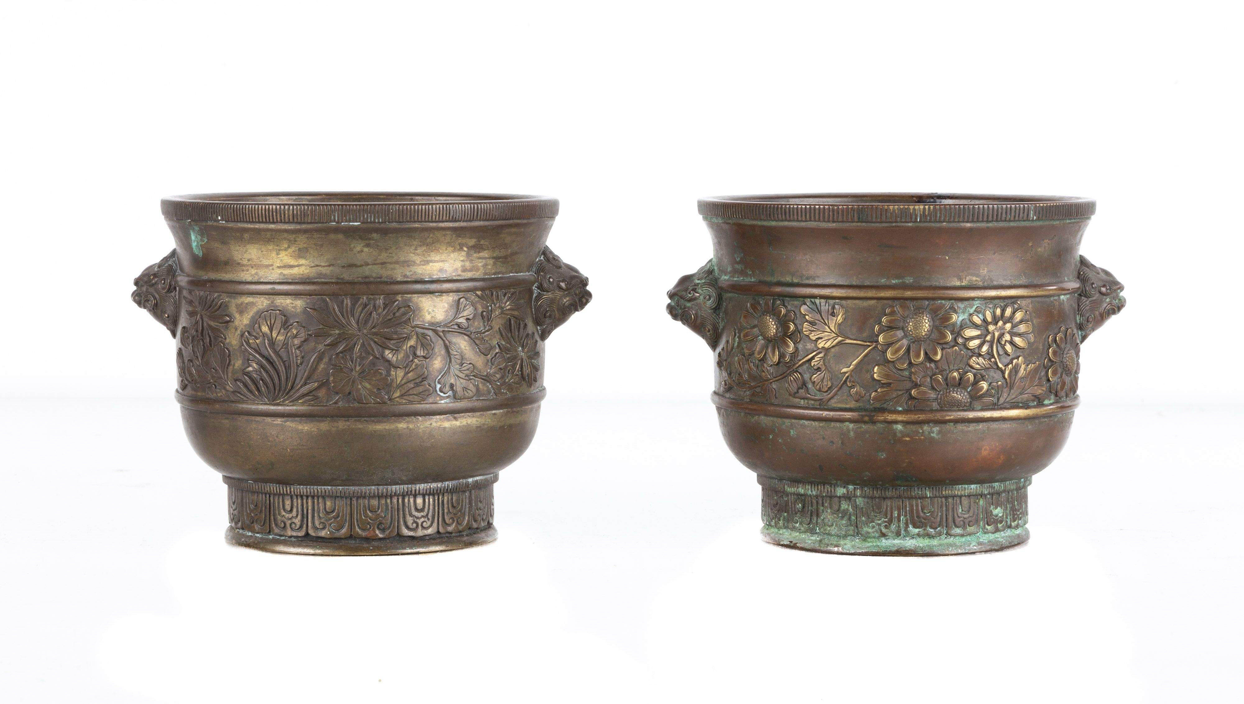 Pair of Chinese Bronze Censor Pots | Cottone Auctions