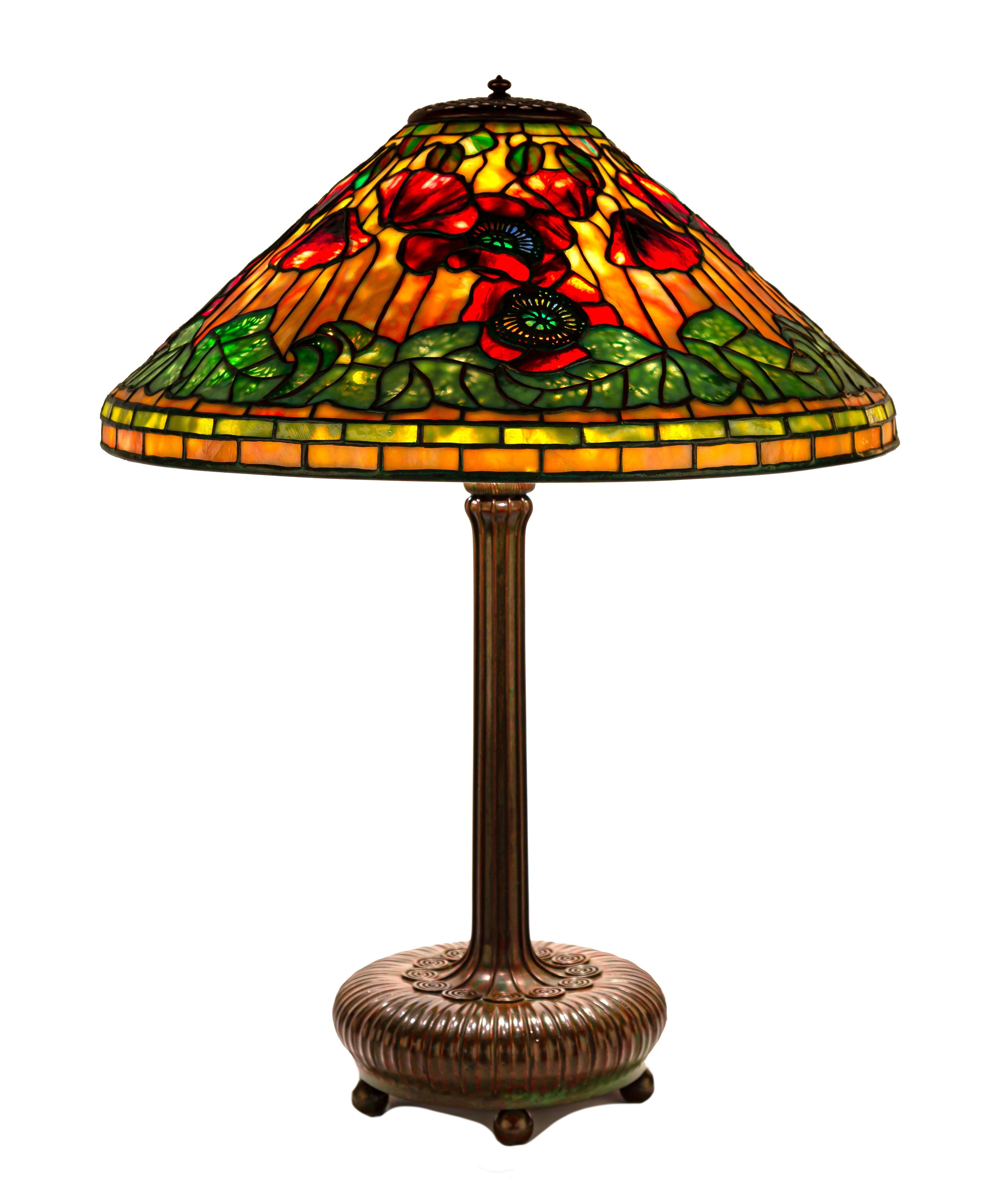 Tiffany Studios, New York Red Poppy Table Lamp | Cottone Auctions