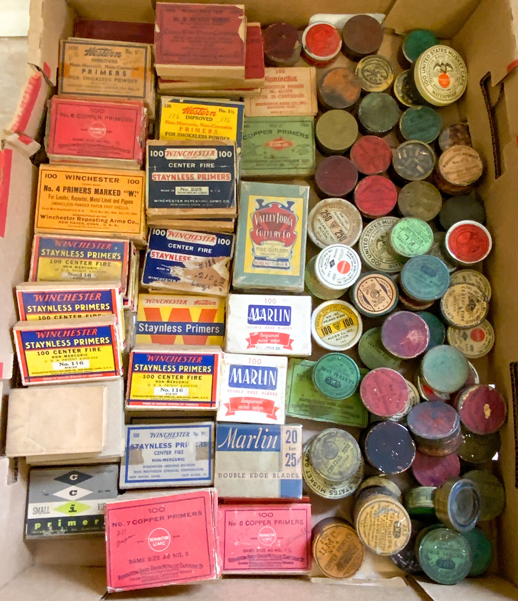 Group of Boxed Primers and Percussion Cap Tins | Cottone Auctions