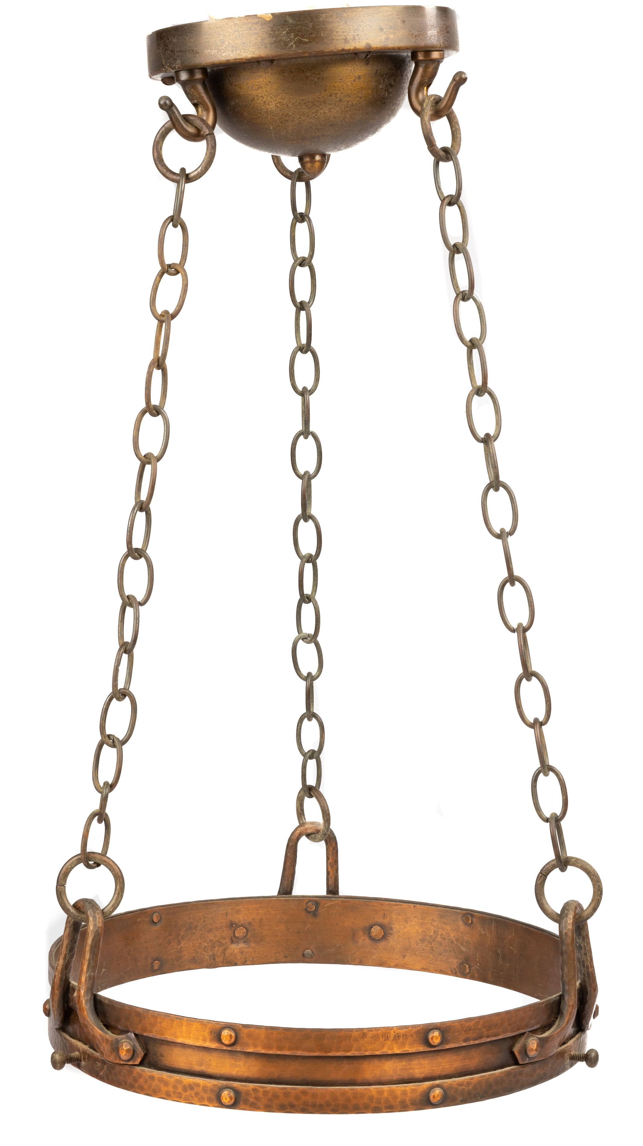 Pair of Roycroft Hand Hammered Metal Sconces & Hanging Fixture ...